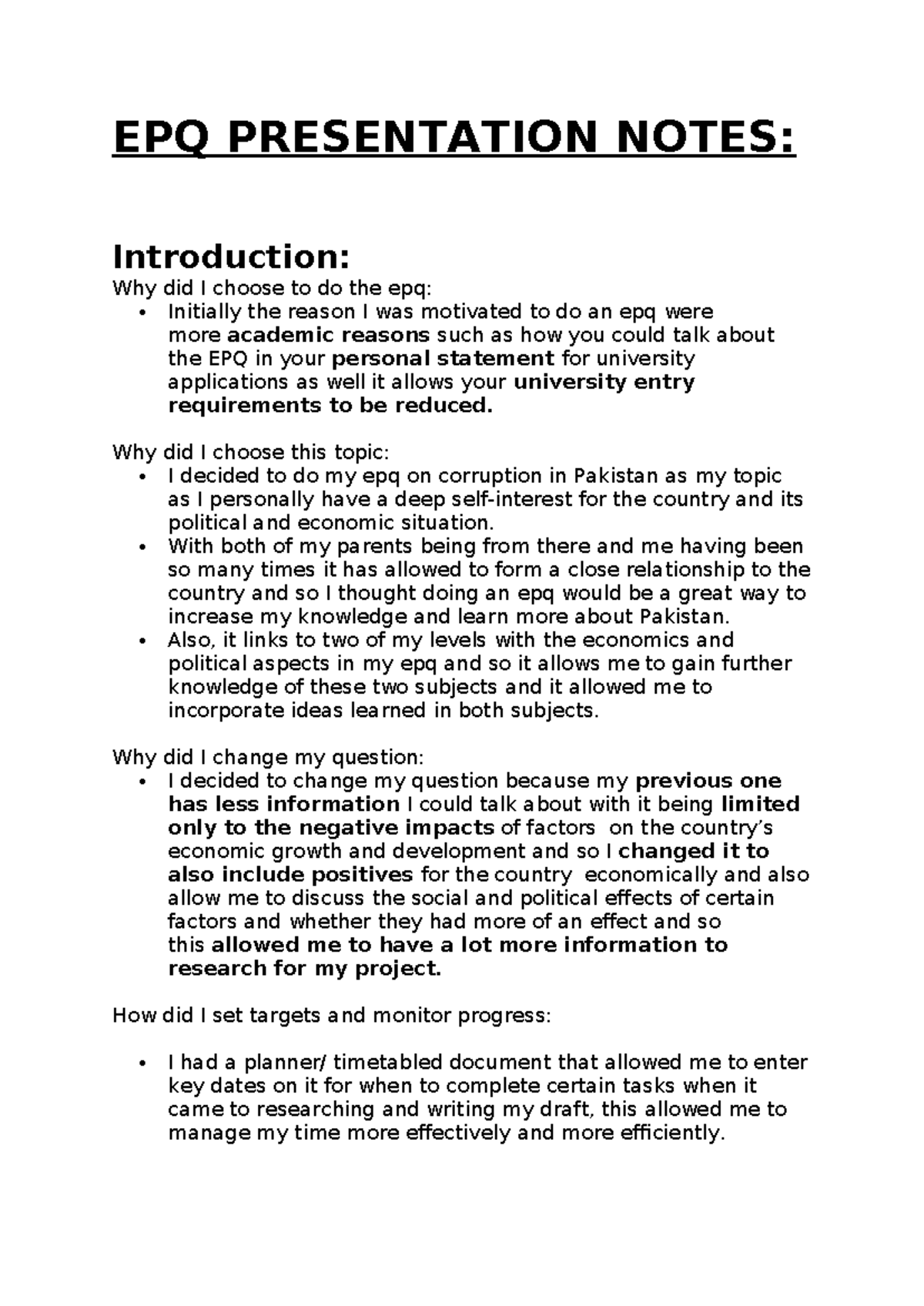 EPQ Presentation Notes - EPQ PRESENTATION NOTES: Introduction: Why did ...