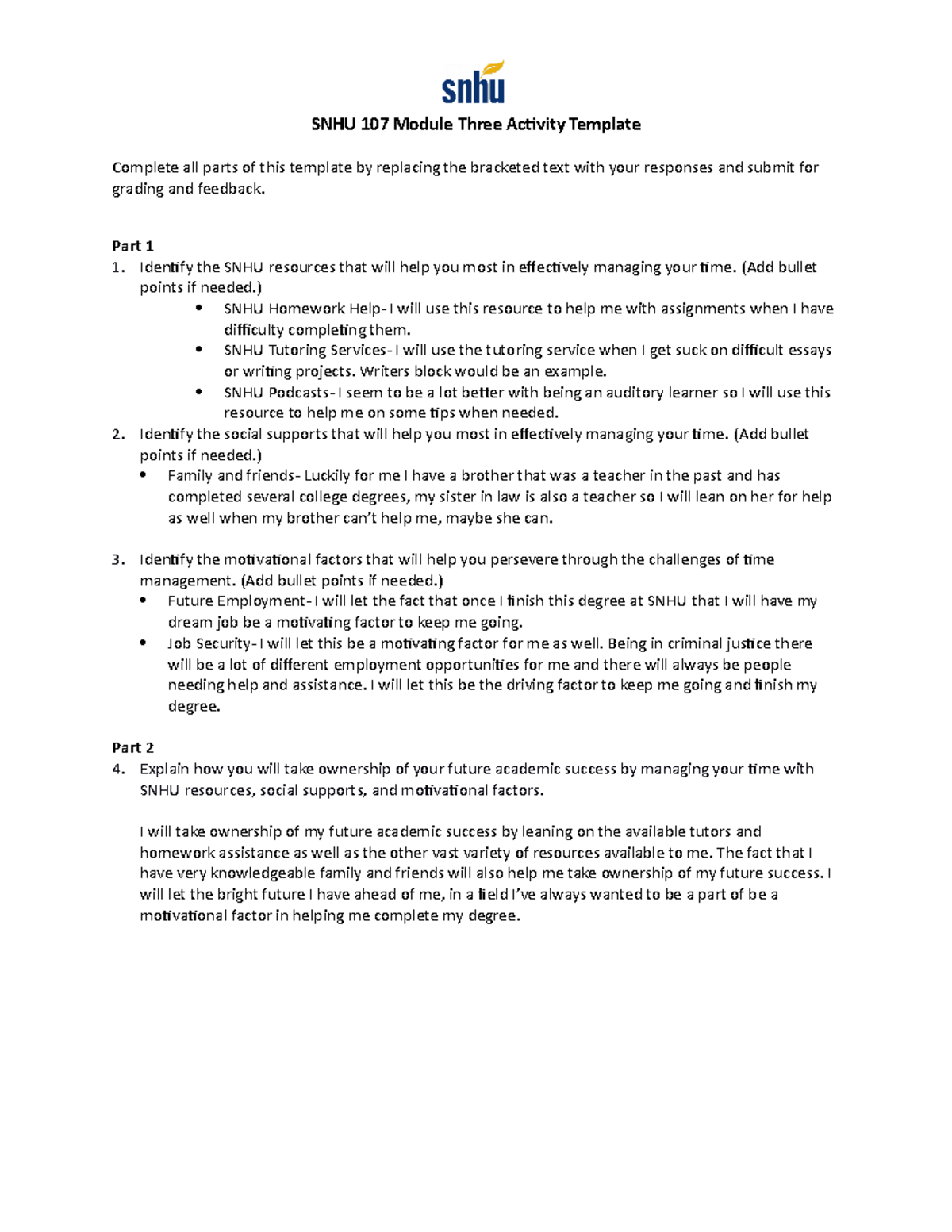 SNHU 107 Module Three Activity Template - SNHU 107 Module Three ...