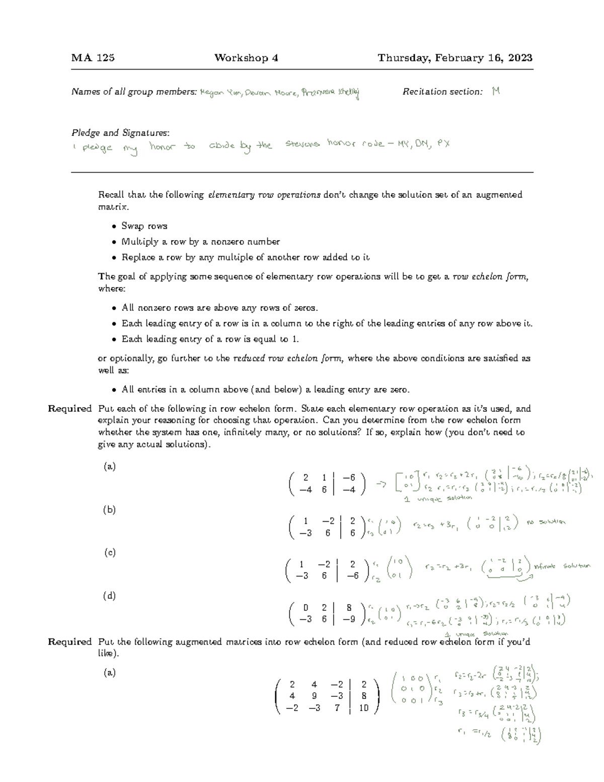 Ma125-23S1-WS4 - Professor: Denis Serbin - MA 125 Workshop 4 Thursday ...