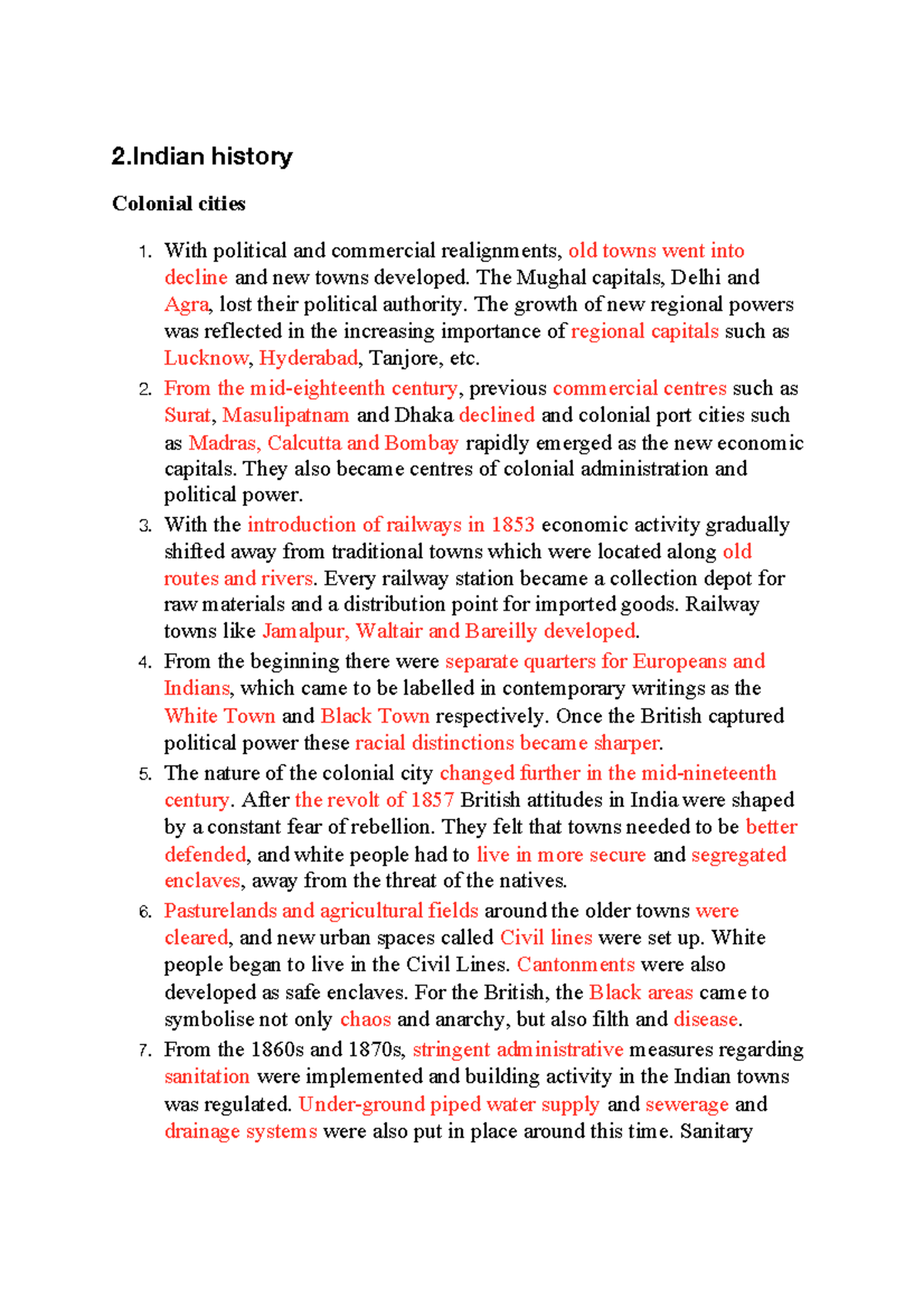 Indian History and Post independence - 2 history Colonial cities With ...