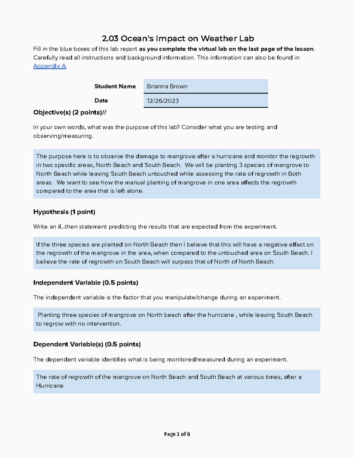 Copy of Copy of Copy of 2.03 Lab Report Template Rev 2022 - 2 Ocean's ...