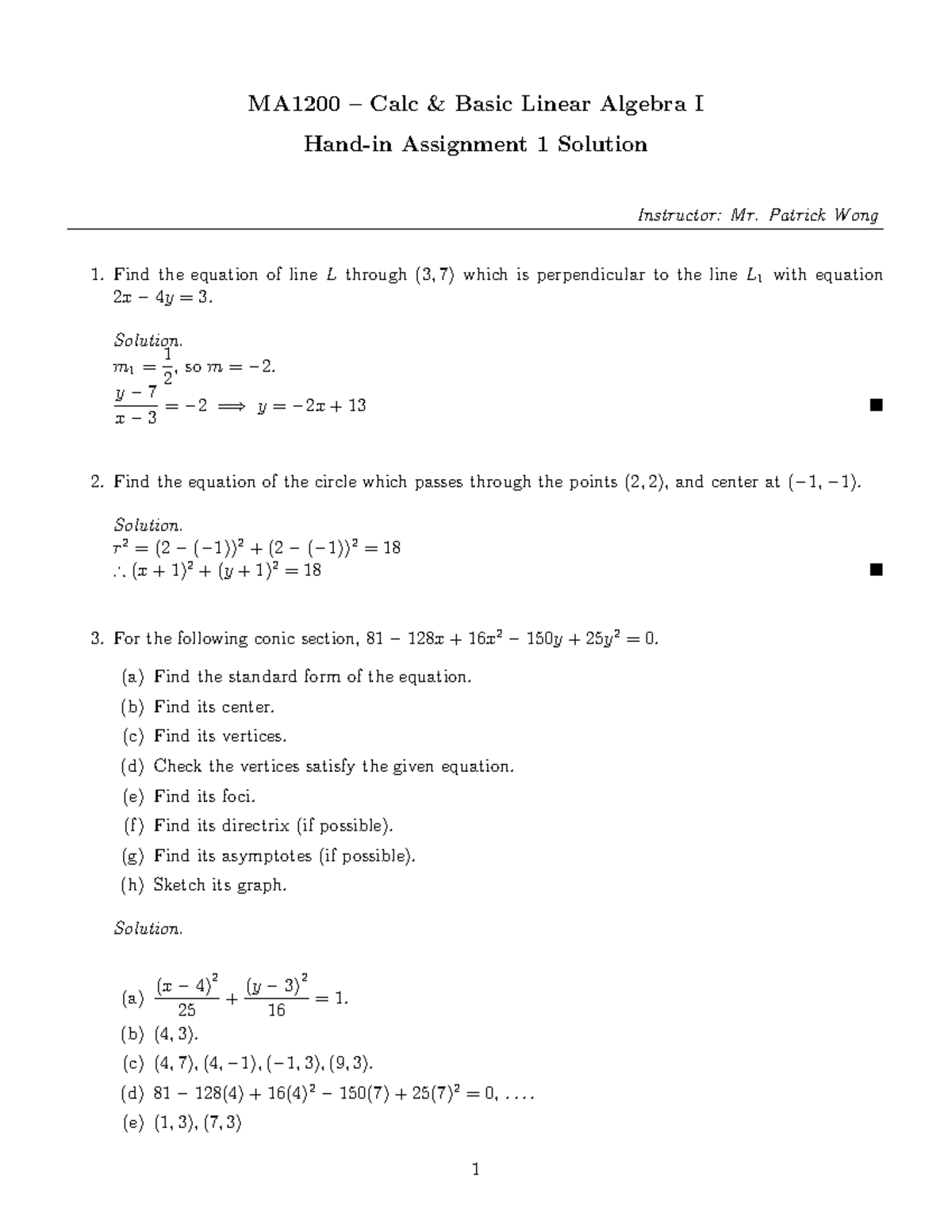 MA1200 HW1 Sol - MA1200 – Calc & Basic Linear Algebra I Hand-in ...
