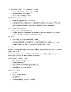 Week 1 Lecture Notes - Main periods of Roman History: Monarchy 753 ...
