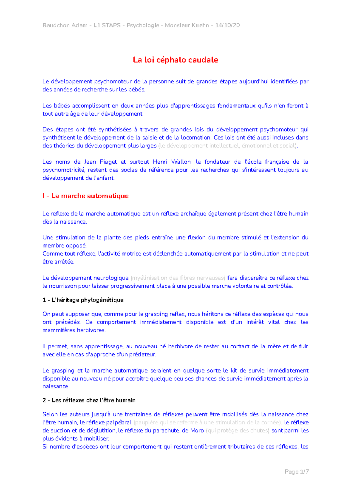 (2) La loi céphalo caudale - La loi céphalo caudale Le développement ...