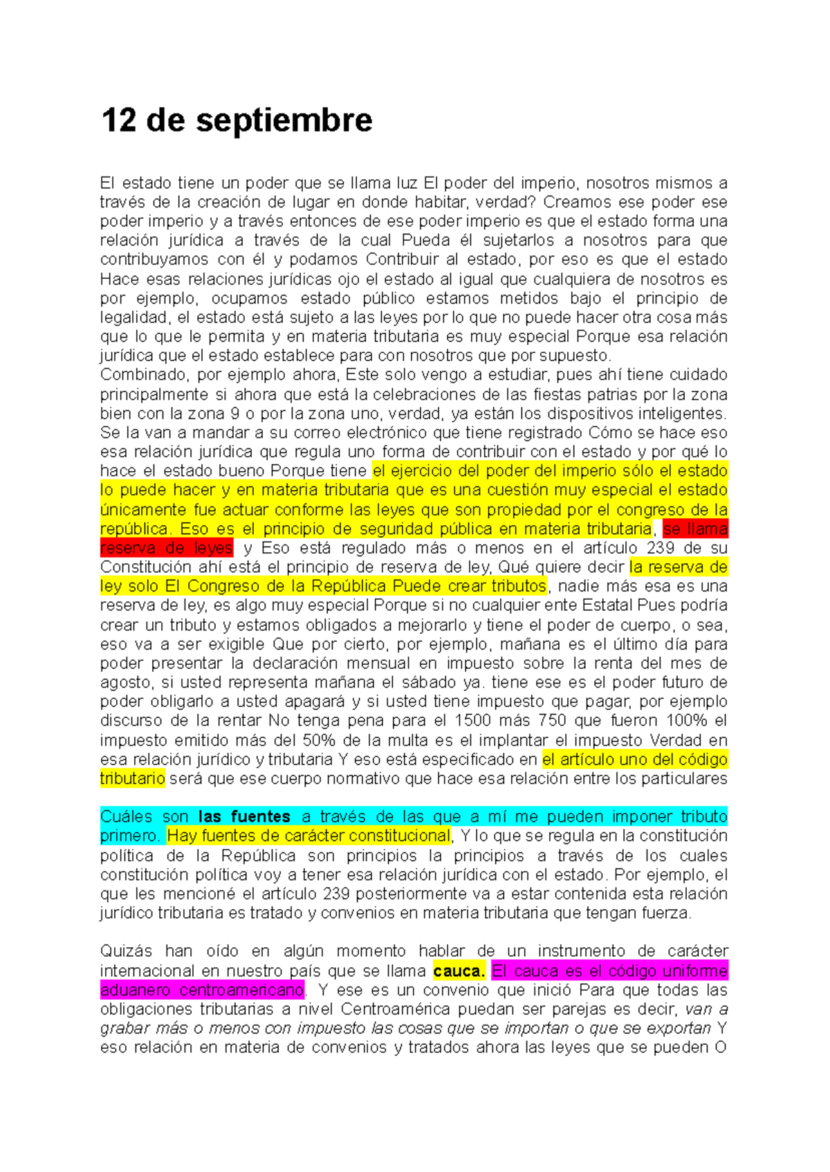 Tributario 2do. parcial - 12 de septiembre El estado tiene un poder que ...