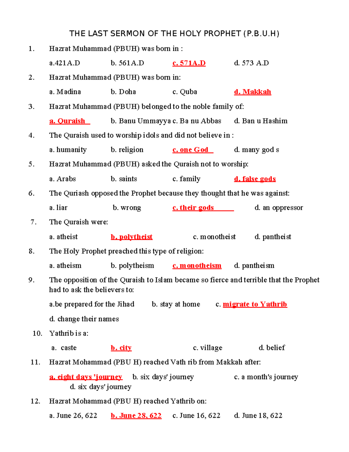 THE LAST Sermon OF THE HOLY Prophet (P.B - THE LAST SERMON OF THE HOLY ...