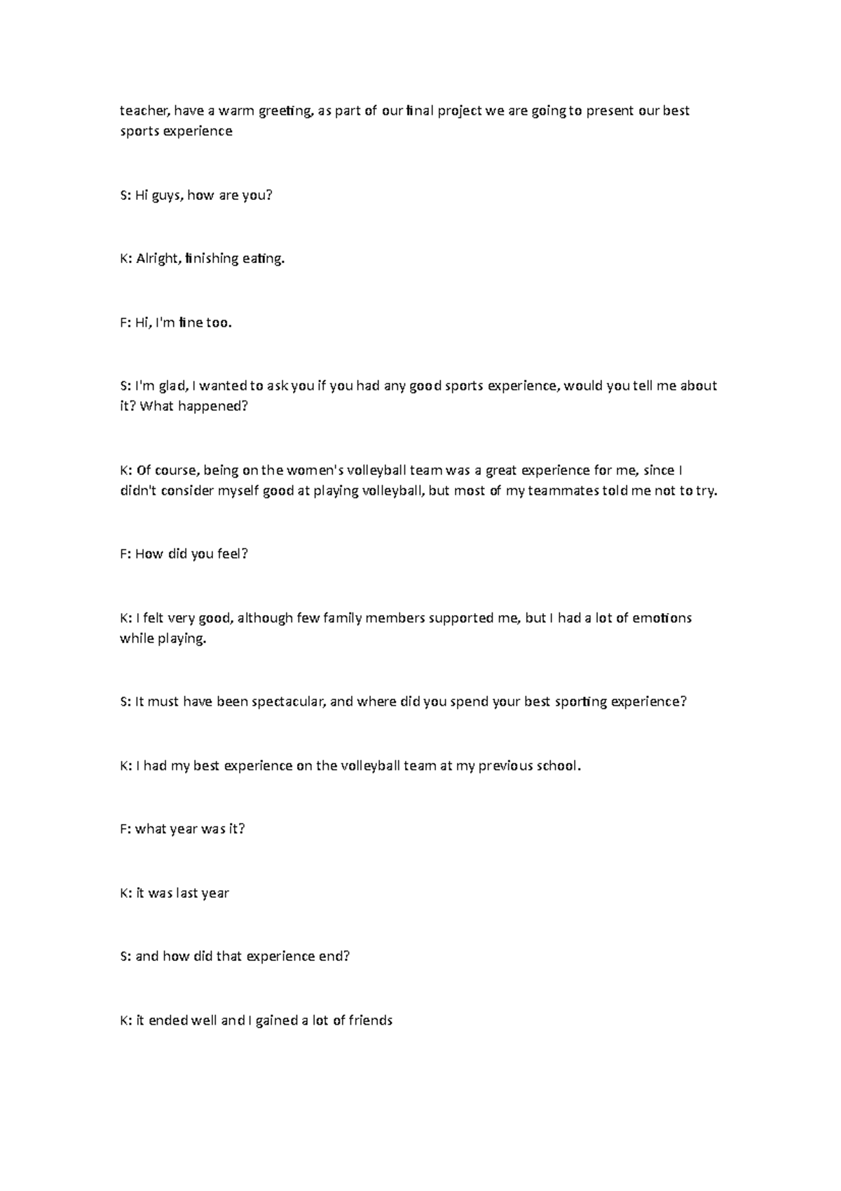 Proyecto final - Parte 2 - teacher, have a warm greeting, as part of ...