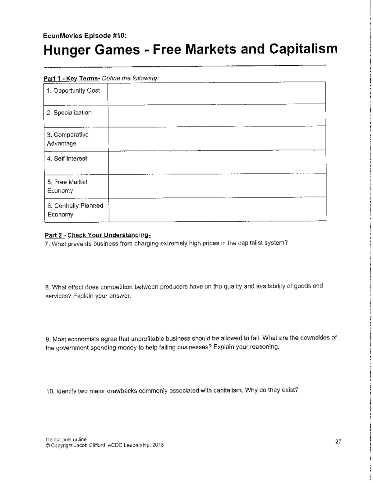 Hunger Game free market and capitalism - EconMovies Episode Hunger ...