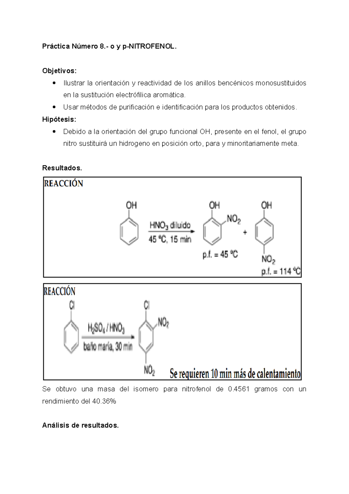 Practica Orto y Para - Nitrofenol - Práctica Número 8.- o y p ...