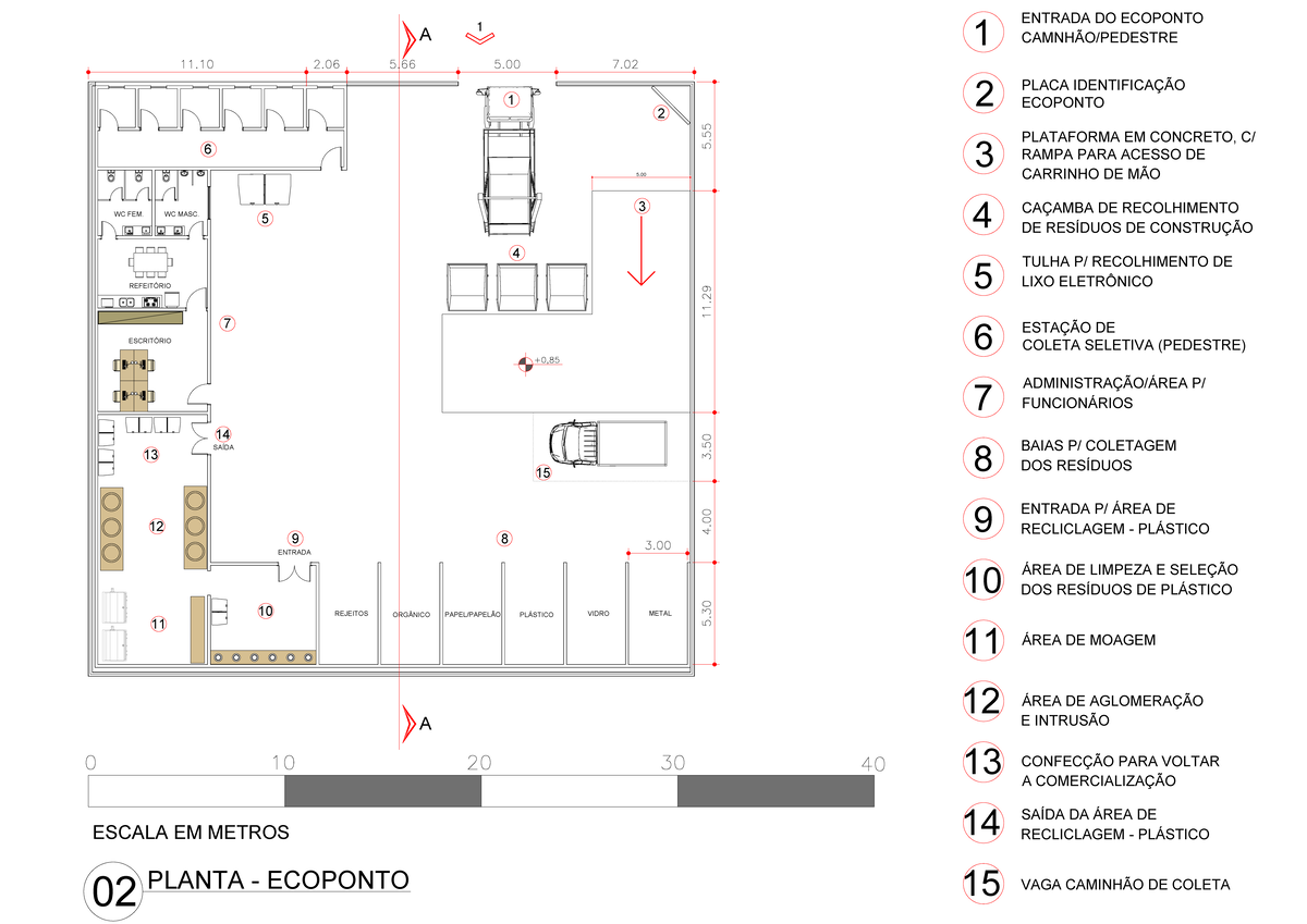 Planta Ecoponto - A 1 1 2 6 WC FEM. WC MASC. 3 5 1 ENTRADA DO ECOPONTO ...