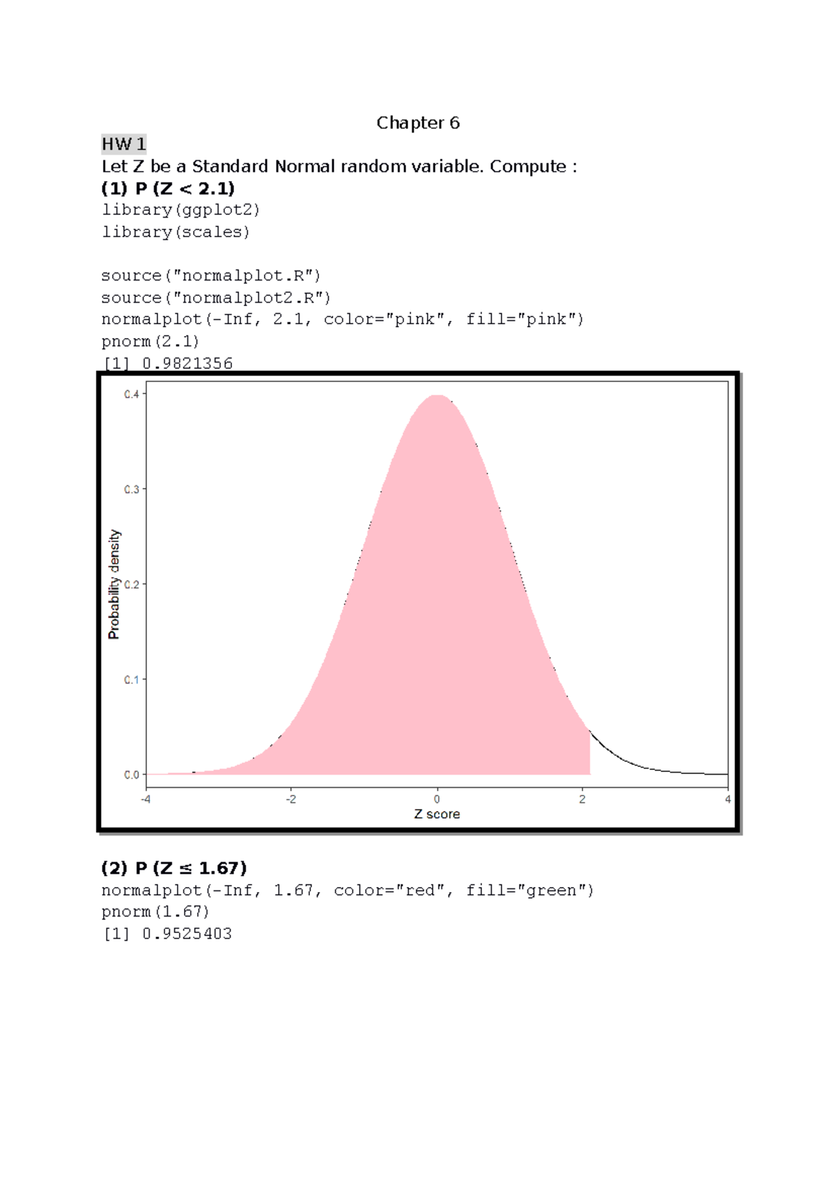 CH 6 Normal distribution and Z test Practice - Chapter 6 HW 1 Let Z be ...