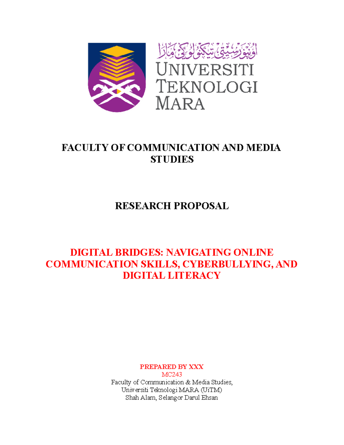 Research template - FACULTY OF COMMUNICATION AND MEDIA STUDIES RESEARCH ...