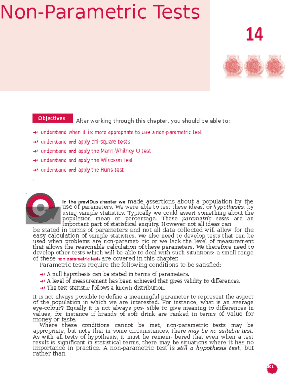 14 Non-Parametric Tests - 401 14 After working through this chapter ...
