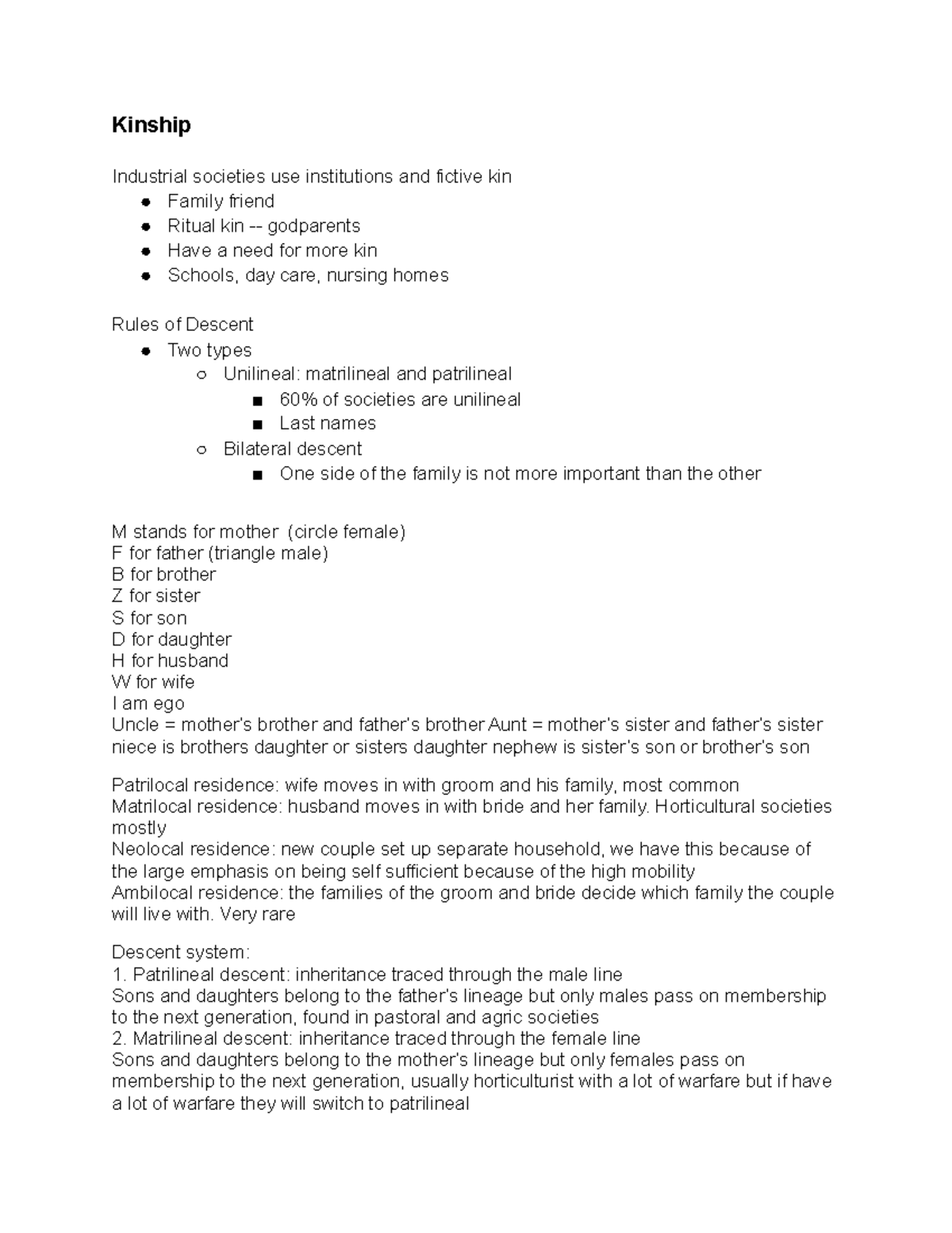 Anth 101 Kinship - Dr. Joyce - Kinship Industrial societies use ...