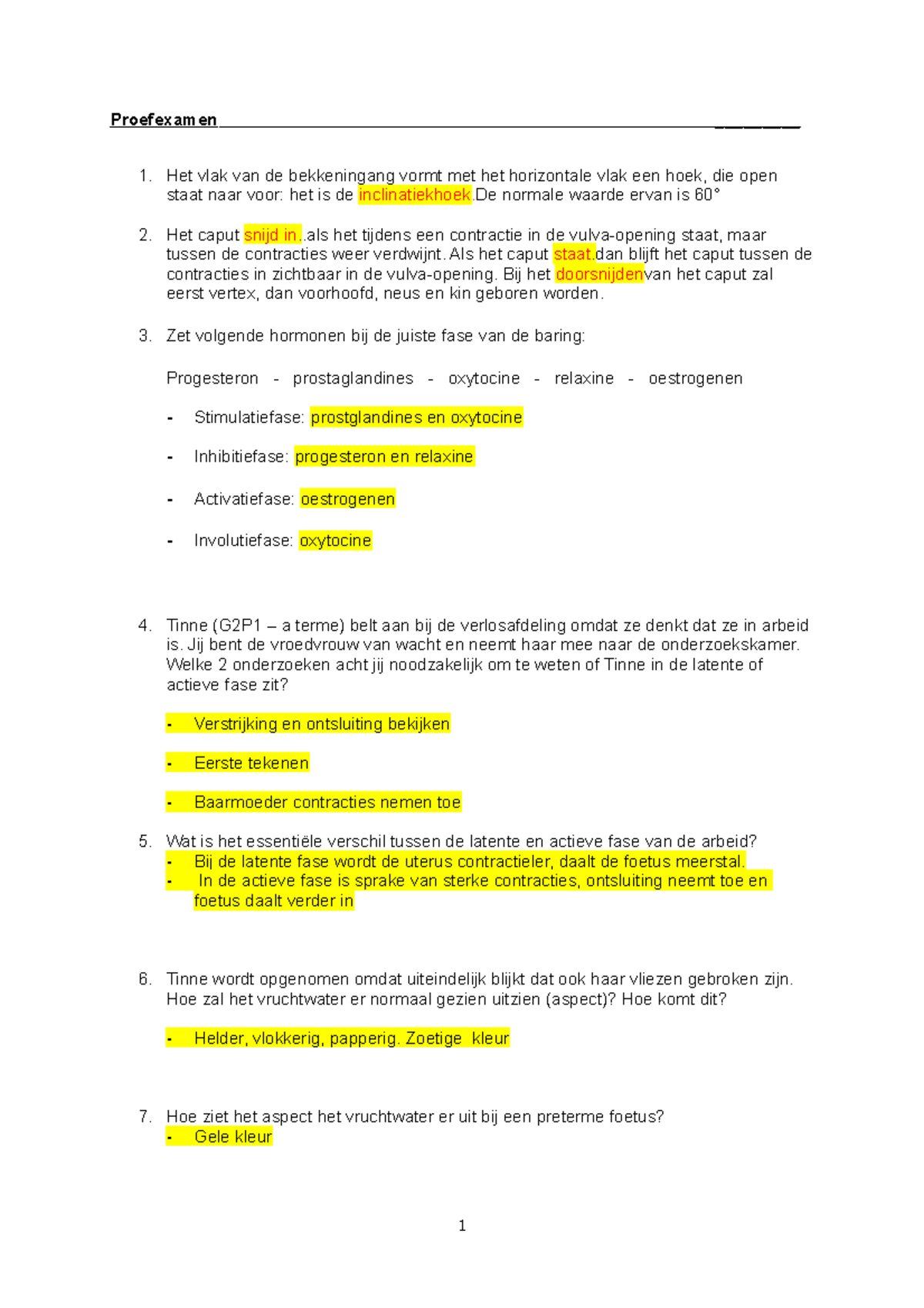 Proefexamen baring 1 - . - Proefexamen 1. Het vlak van de bekkeningang ...