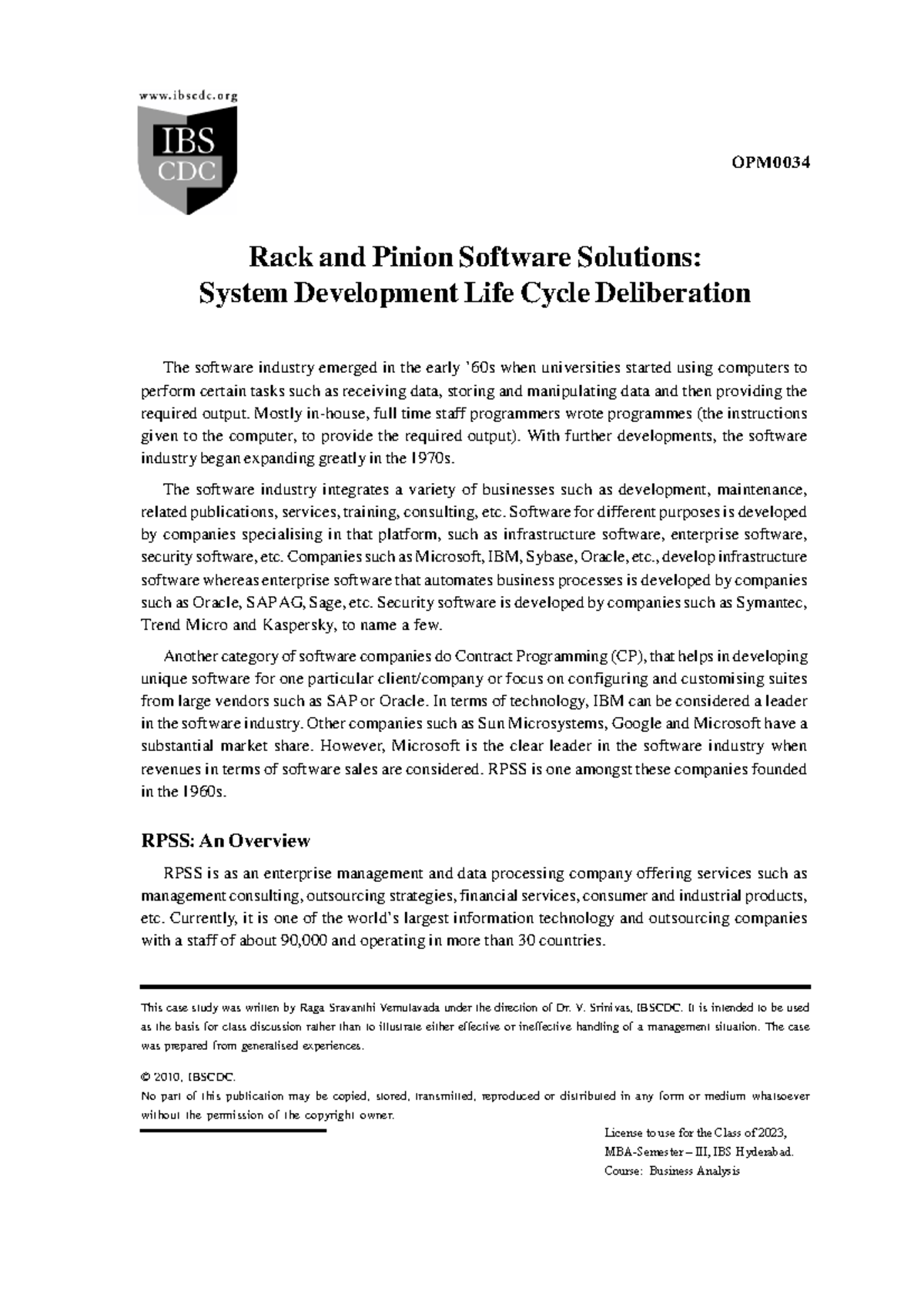 01 Rack and Pinion Software Solutions System Development - Mostly in ...
