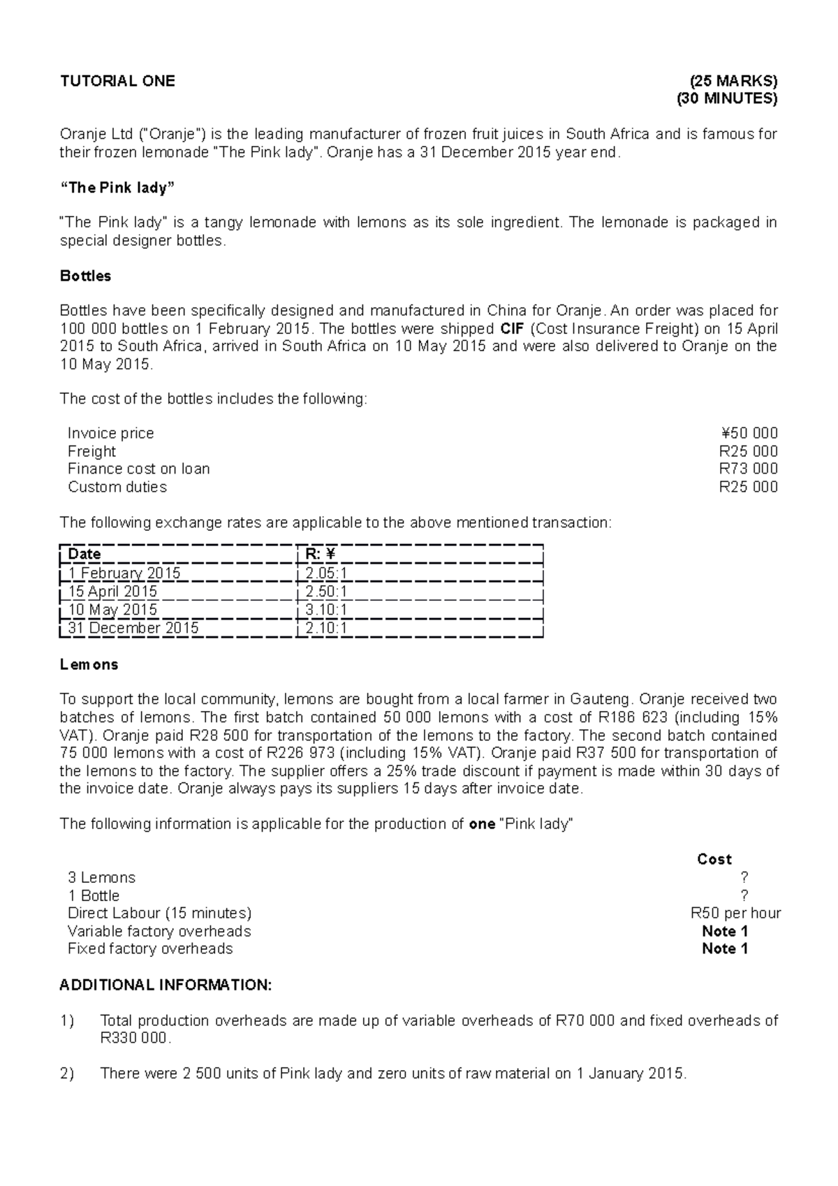 Tutorial One - Inventories Question - ACT02B2 - UJ - Studocu