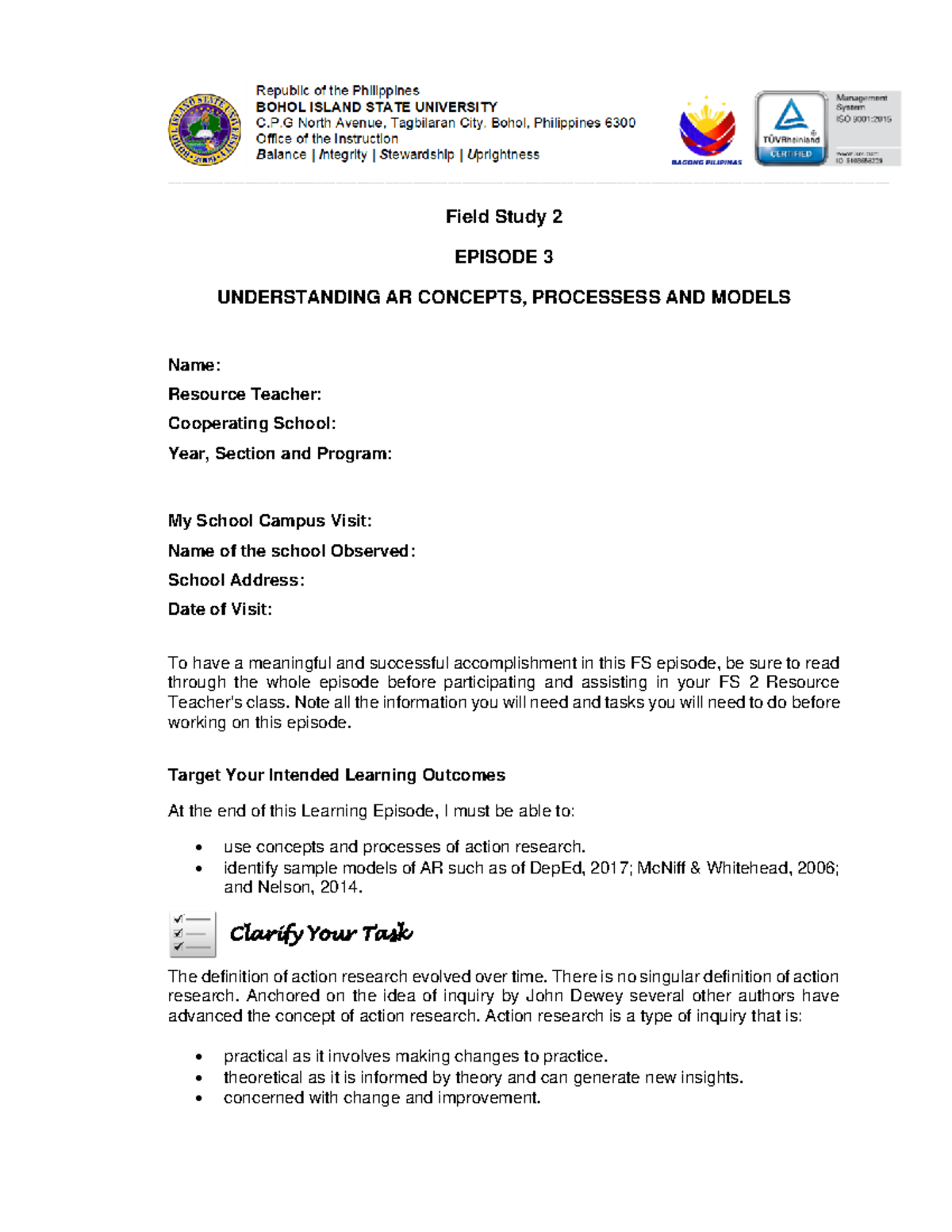 EP-3 - The Episode 3 of Field study 2 - Field Study 2 EPISODE 3 UNDERSTANDING AR CONCEPTS, - Studocu