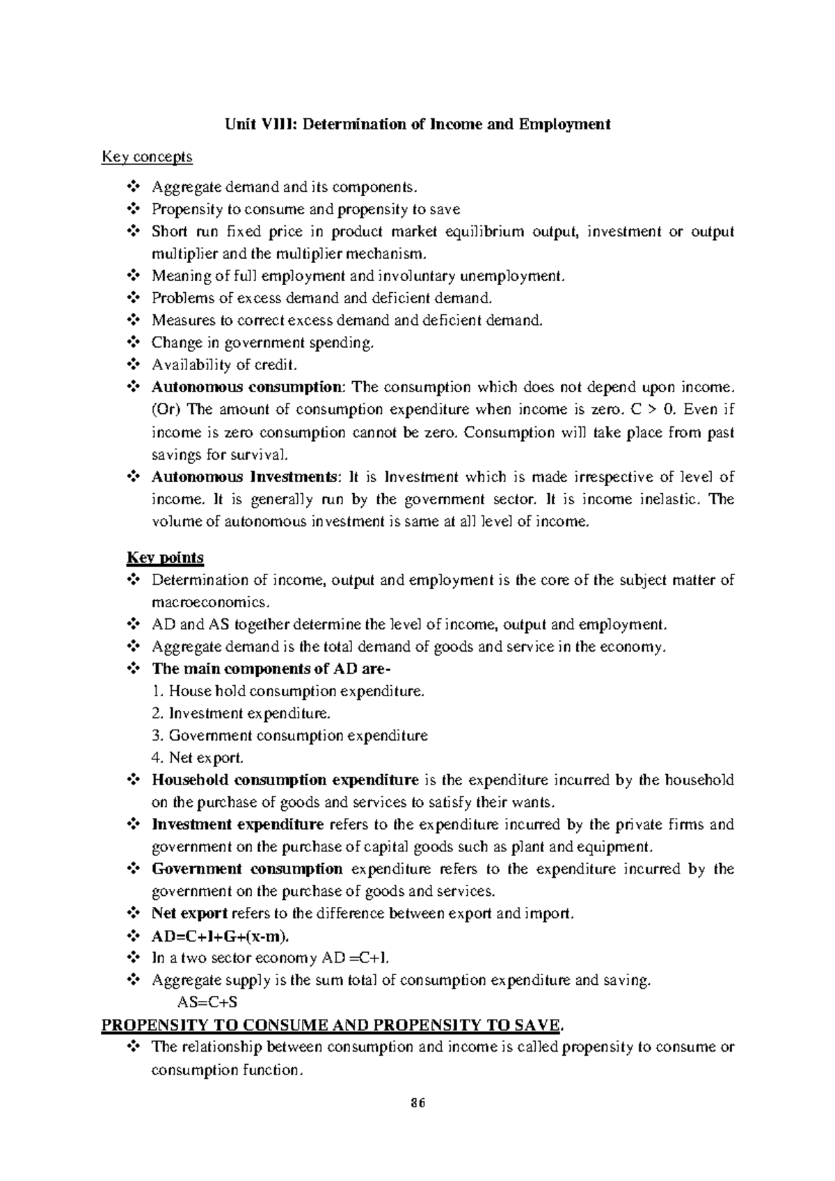 12 economics notes macro ch03 determination of income and employment ...