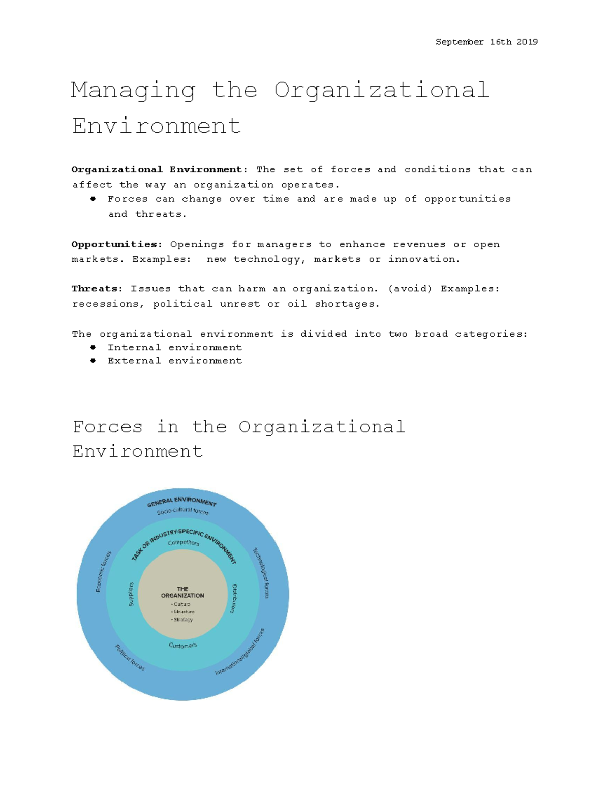 Chapter 2 - Notes - Managing the Organizational Environment ...
