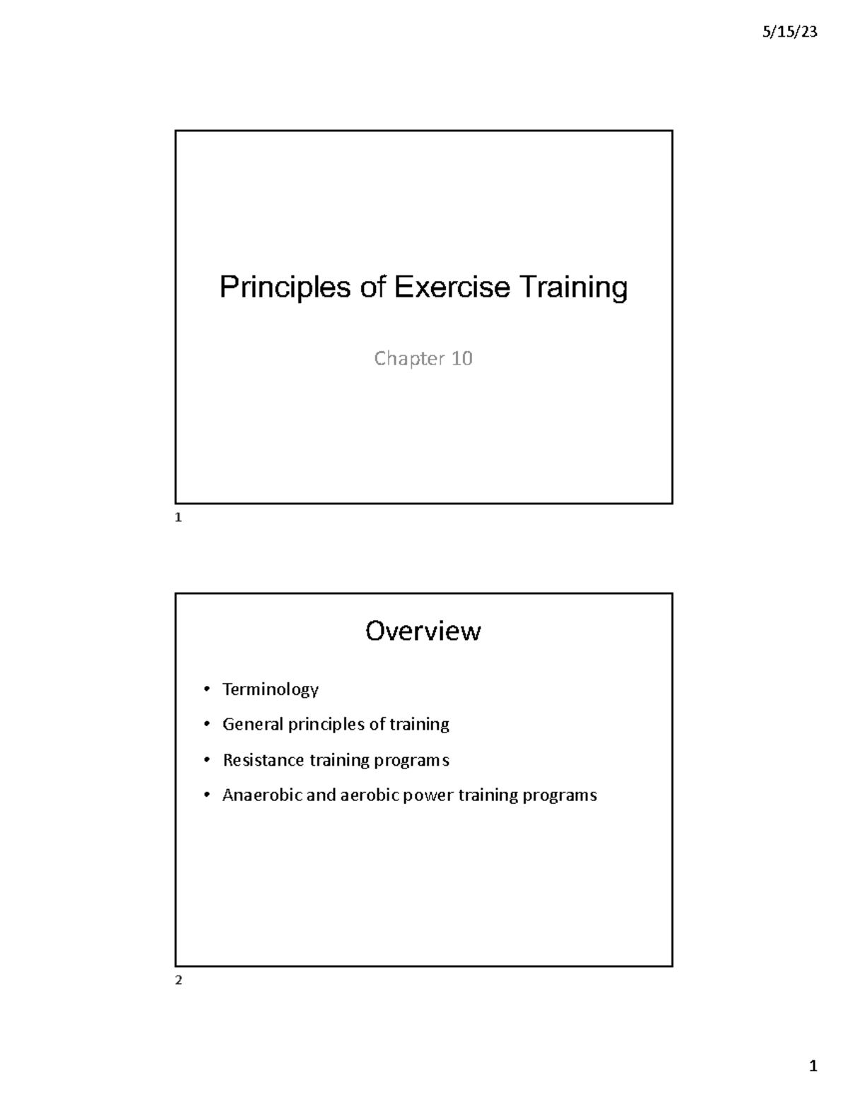 Kenney.Chpt10 Notes - Lecture handout - Principles of Exercise Training ...