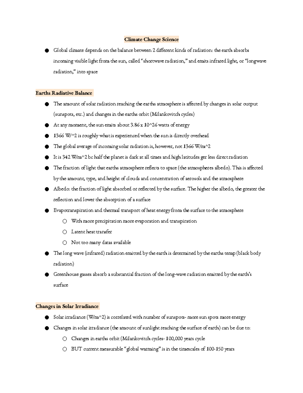 Climate Change Science - ) and changes in the earths orbit ...