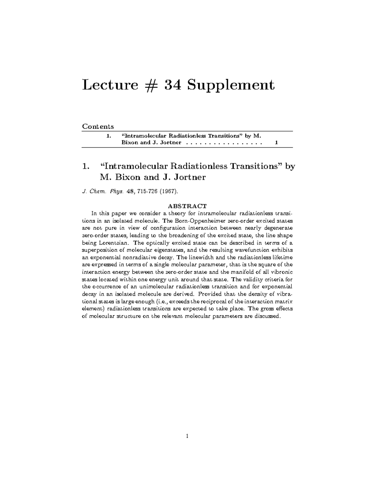 Lec35 - lecture 35 notes for Molecular Spectra and Molecular Structure ...