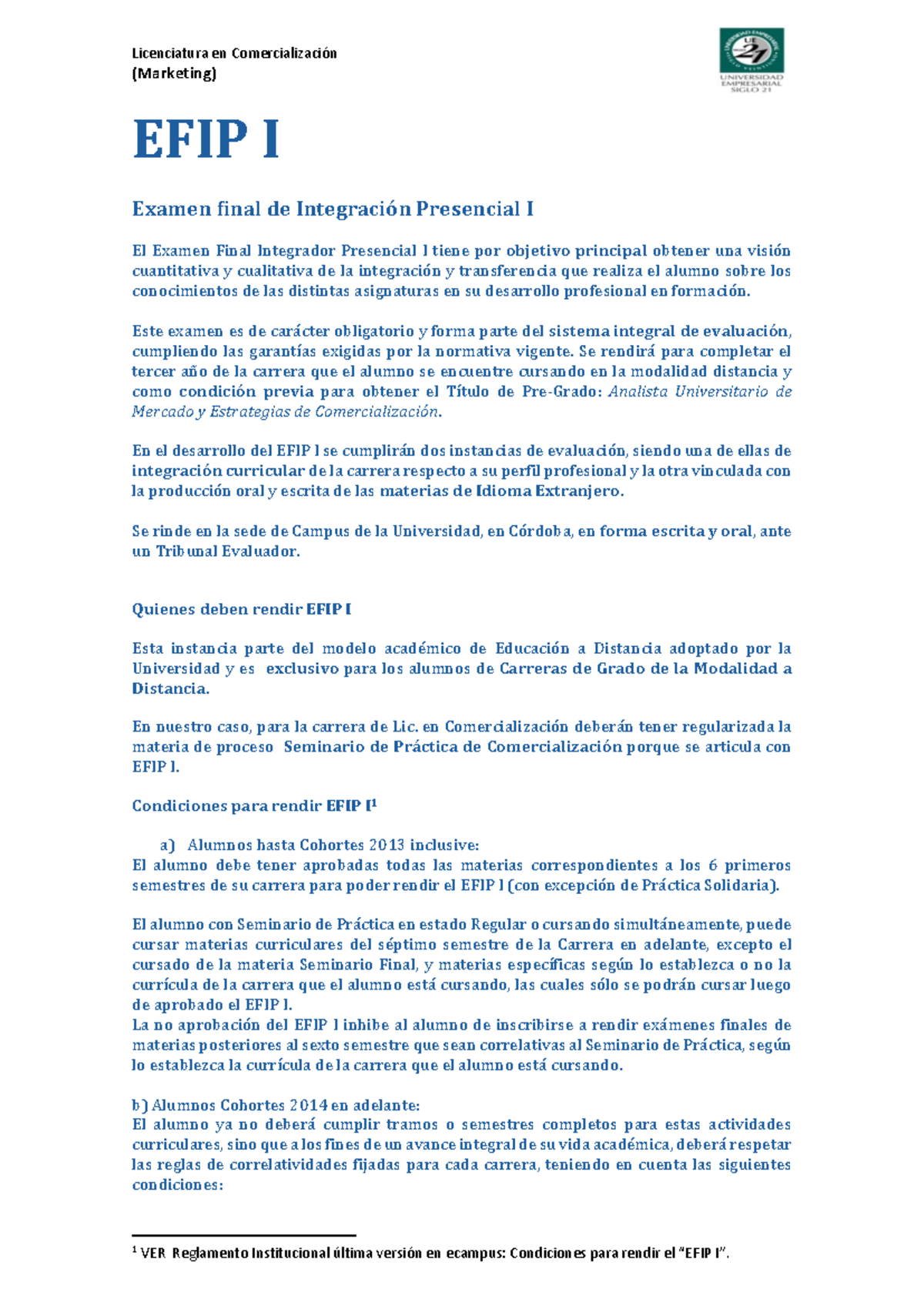 Efip ejemplos para repasar - (Marketing) EFIP I Examen final de ...