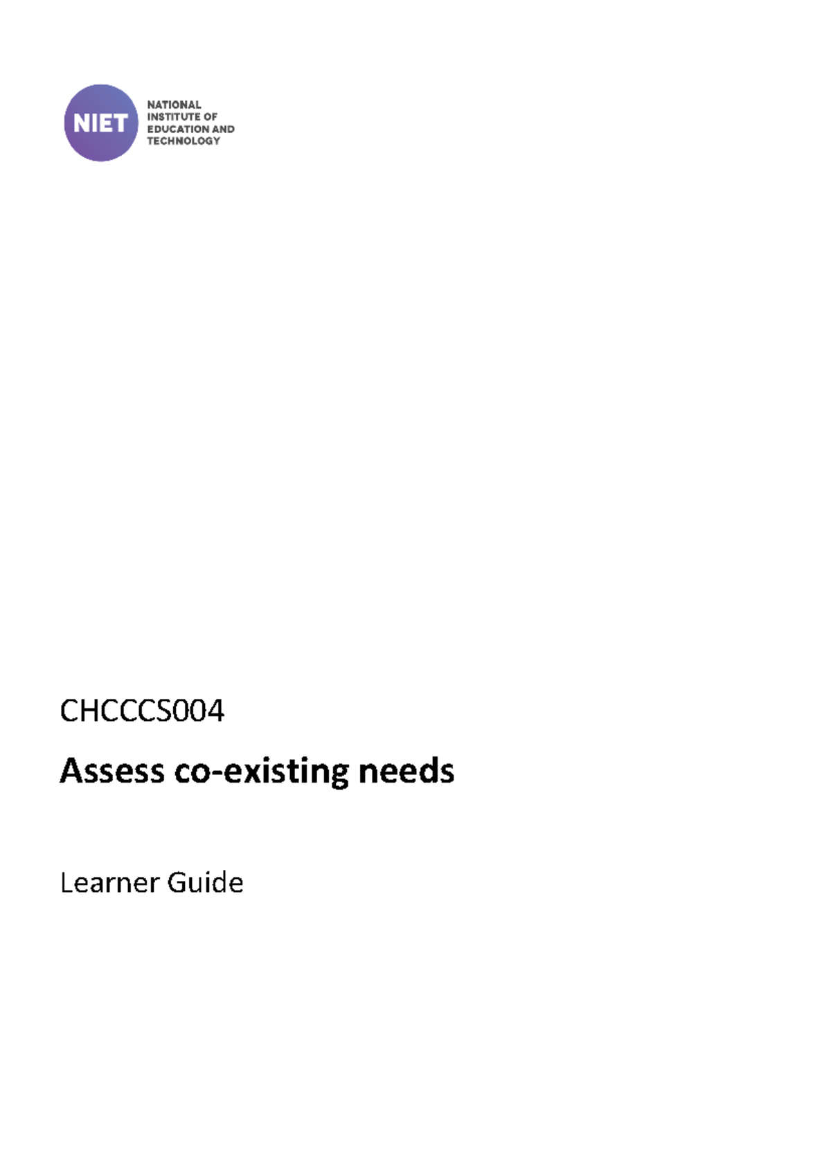 Chcccs 004 Learner Guide Chcccs 004 Learner Guide - CHCCCS Assess co ...