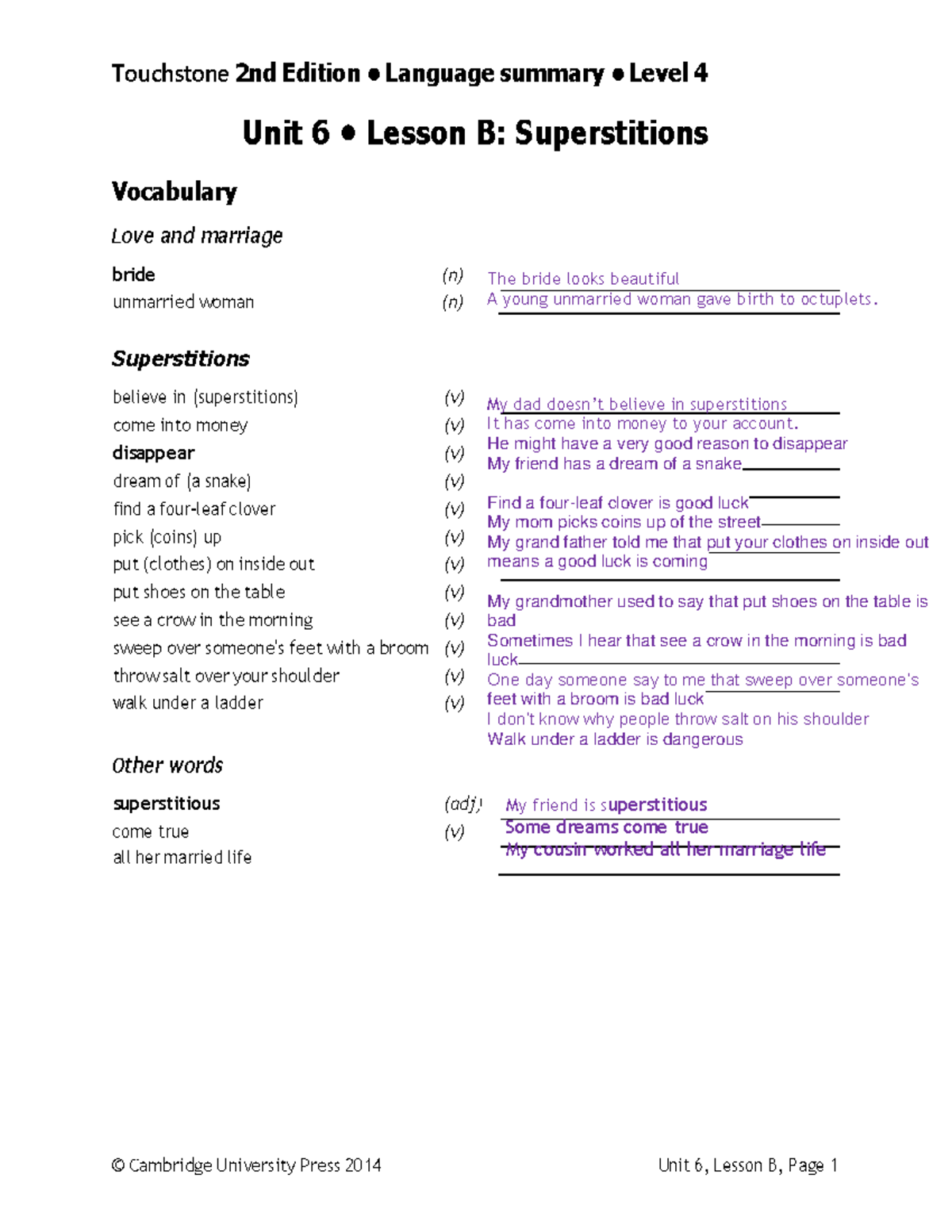 ingles general iv - Touchstone 2nd Edition • Language summary • Level 4 ...