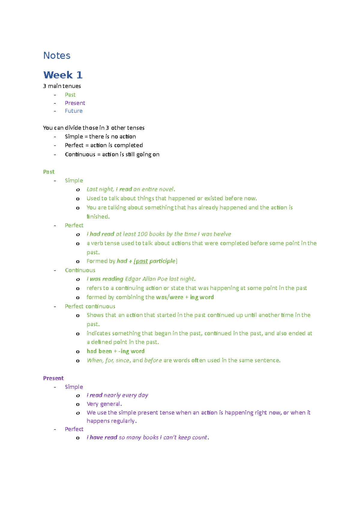 Notes week 2 - Alle aantekeningen uit de les - Notes Week 1 3 main ...