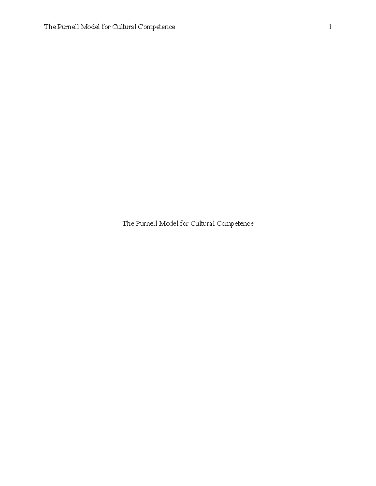 The Purnell Model for Cultural Competence - The primary extremely ...