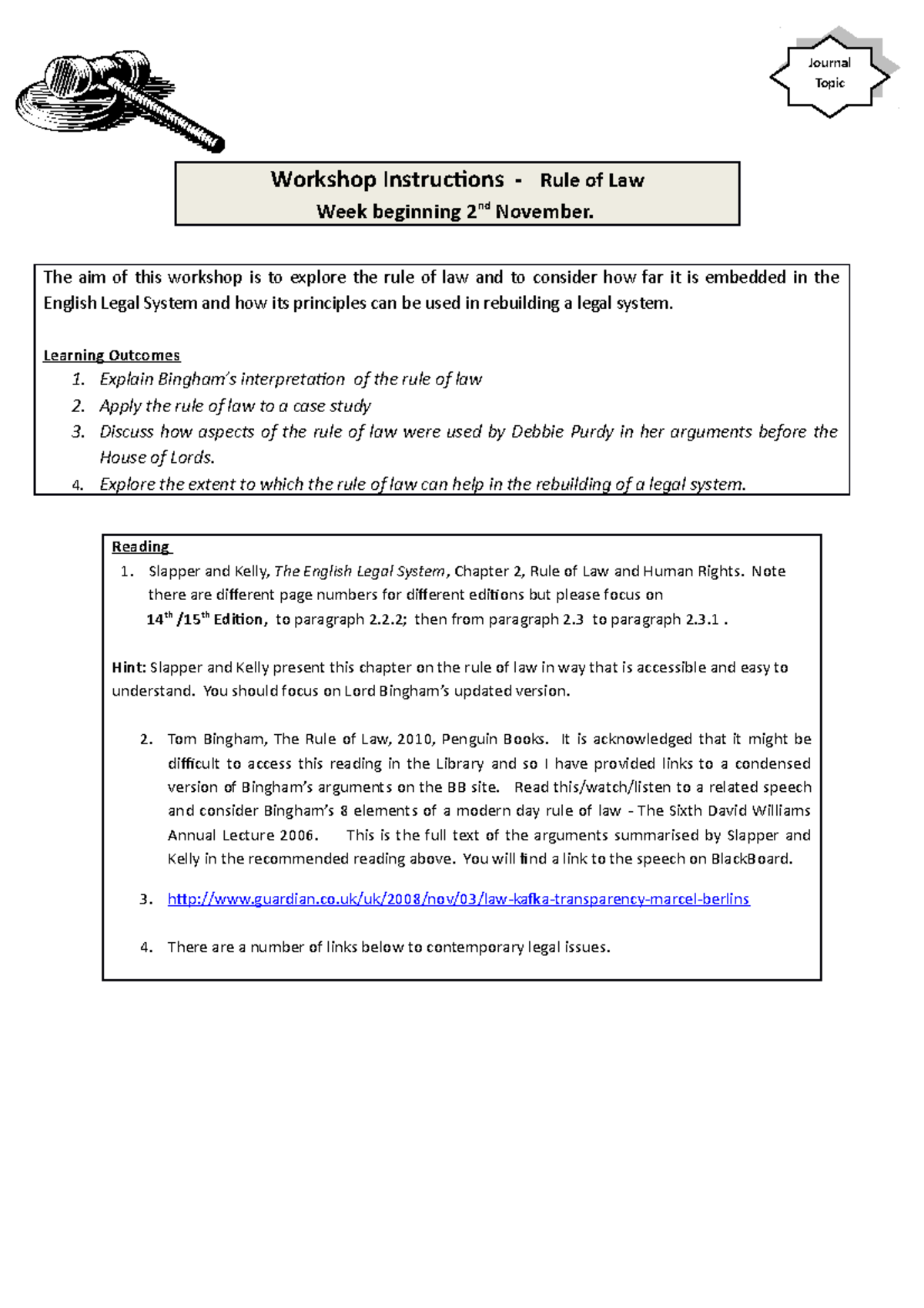 2 rule of law workshop - RULE OF LAW - Workshop Instructions - Rule of ...