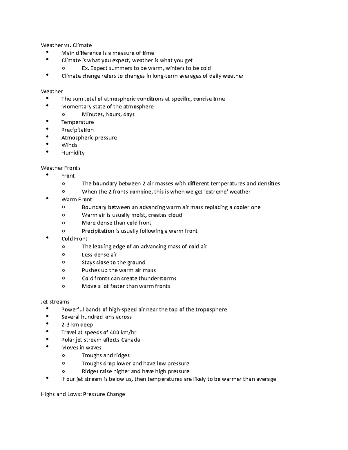 Weather vs Climate - Lecture notes 3 - Weather vs. Climate Main ...