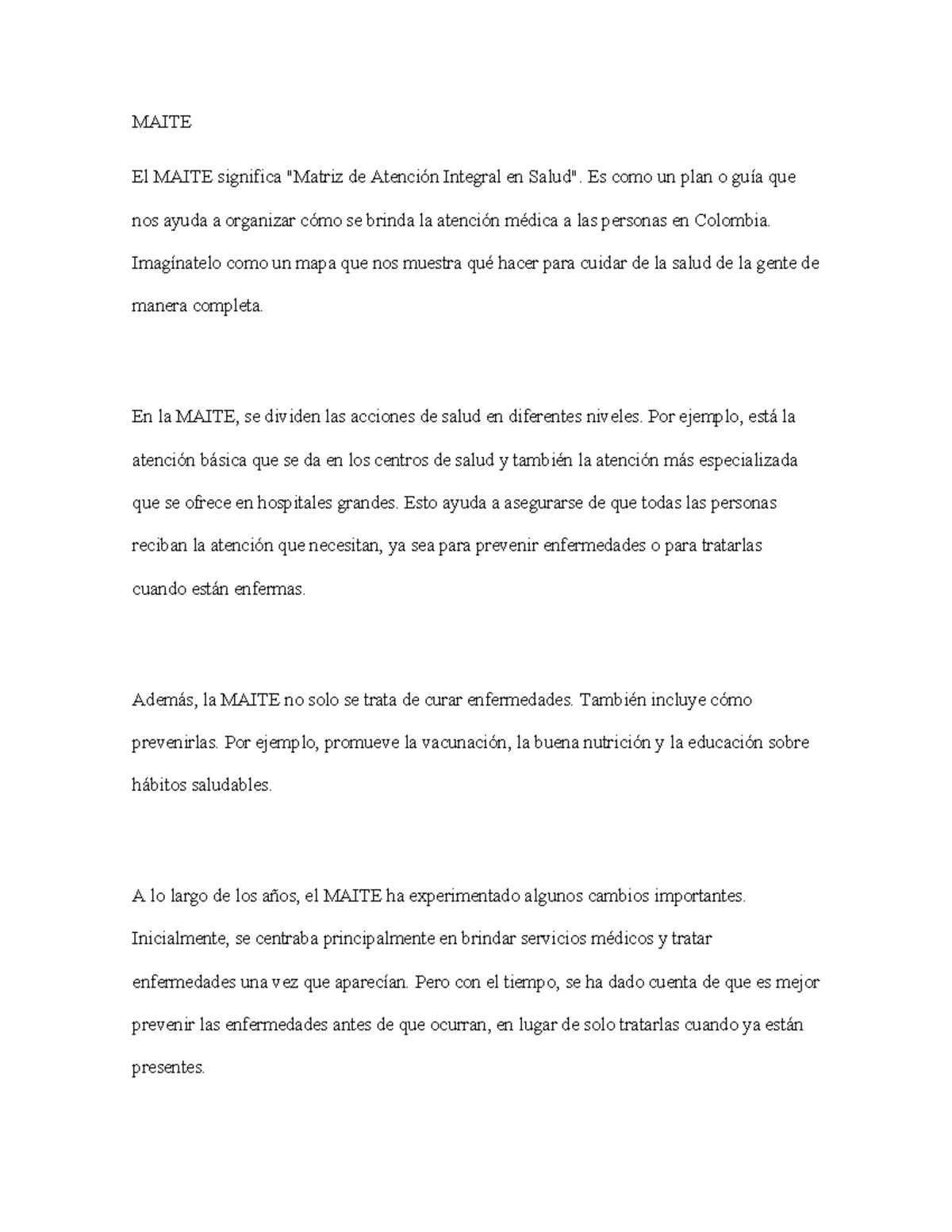 Aporte - DESCRIPCION DE TRABAJO - MAITE El MAITE significa "Matriz de ...