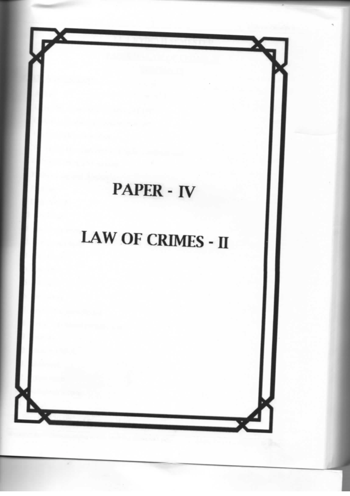 JB Law of Crime - X PAPER IV LAW OF CRIMES II X PAPER IV LAW OF CRIMES ...