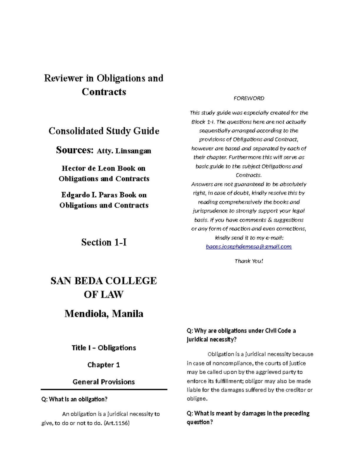 Oblig Con By Hector de Leon books Reviewer - Reviewer in Obligations ...