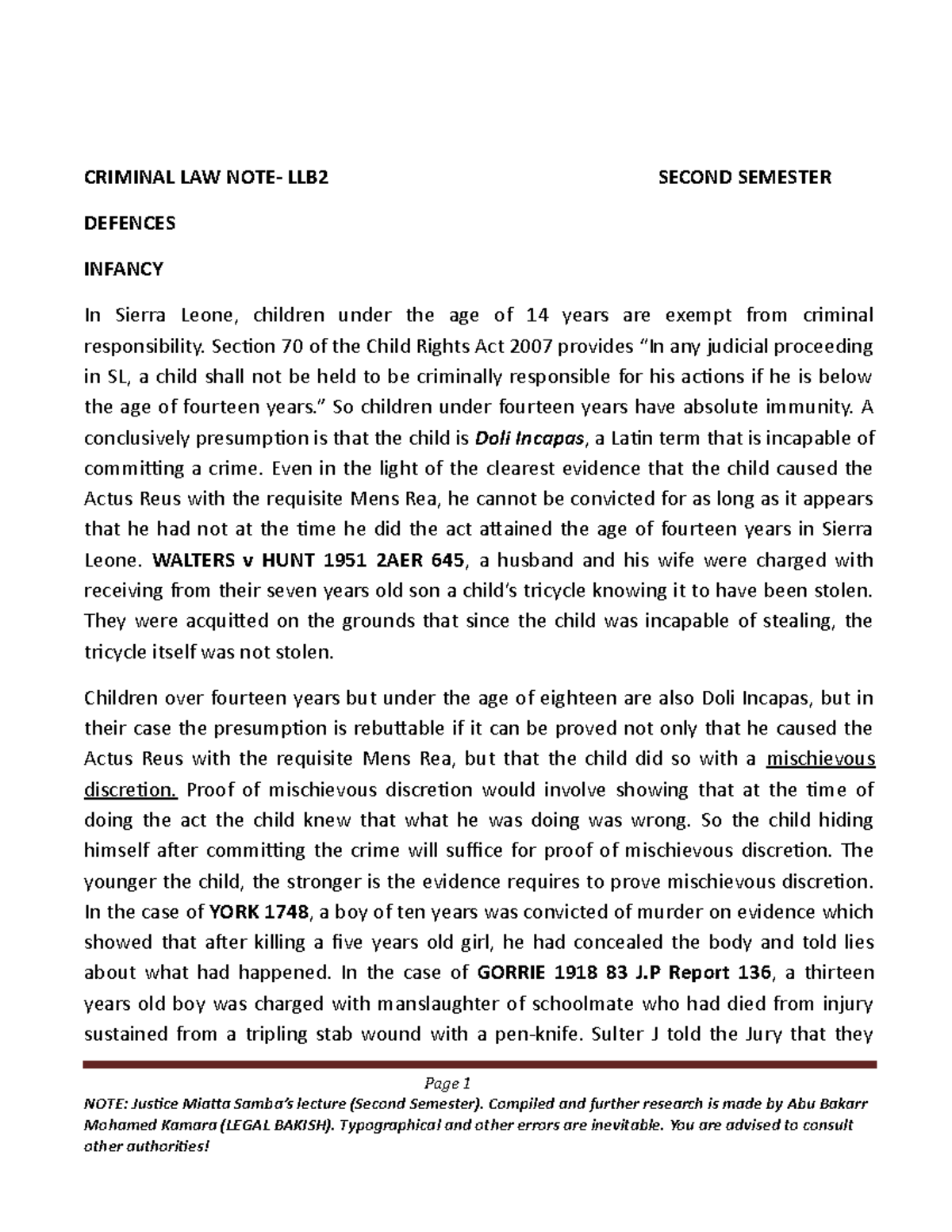 Criminal LAW Second Semester - CRIMINAL LAW NOTE- LLB2 SECOND SEMESTER ...
