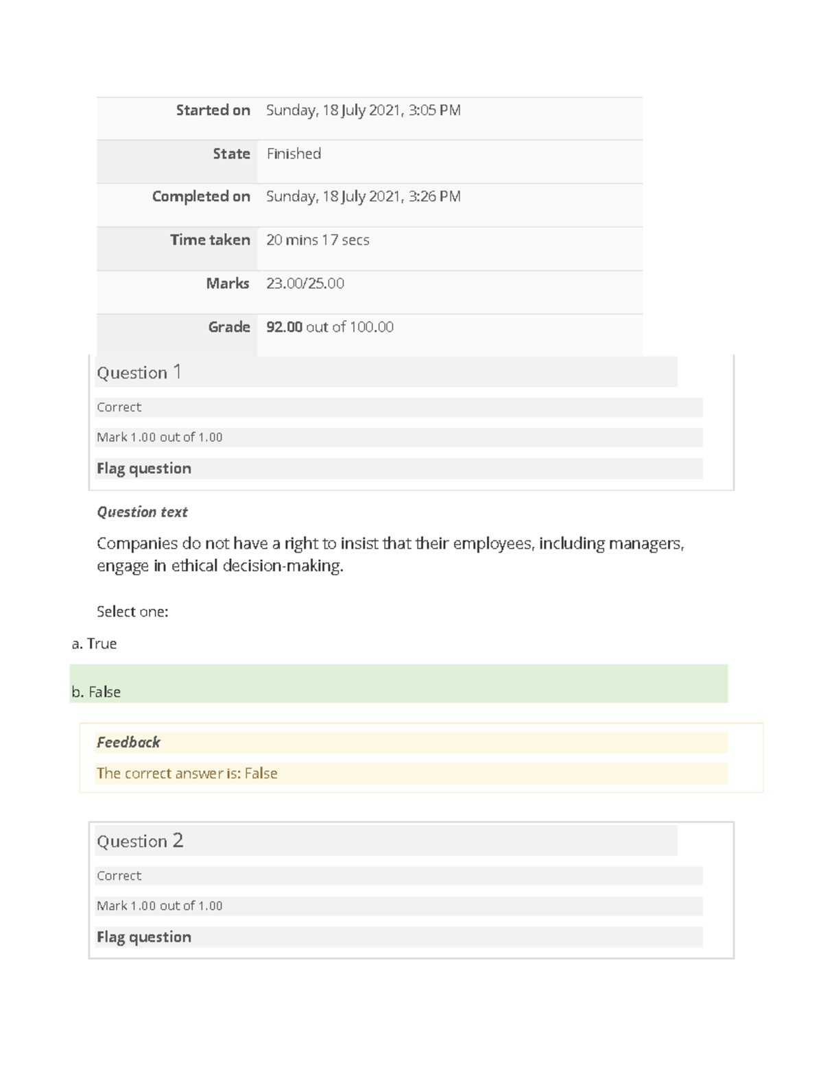 Graded quiz 5 Phil 1404 - PHIL ethics and social responsibility (PHIL 1404) - Edit - Started on ...