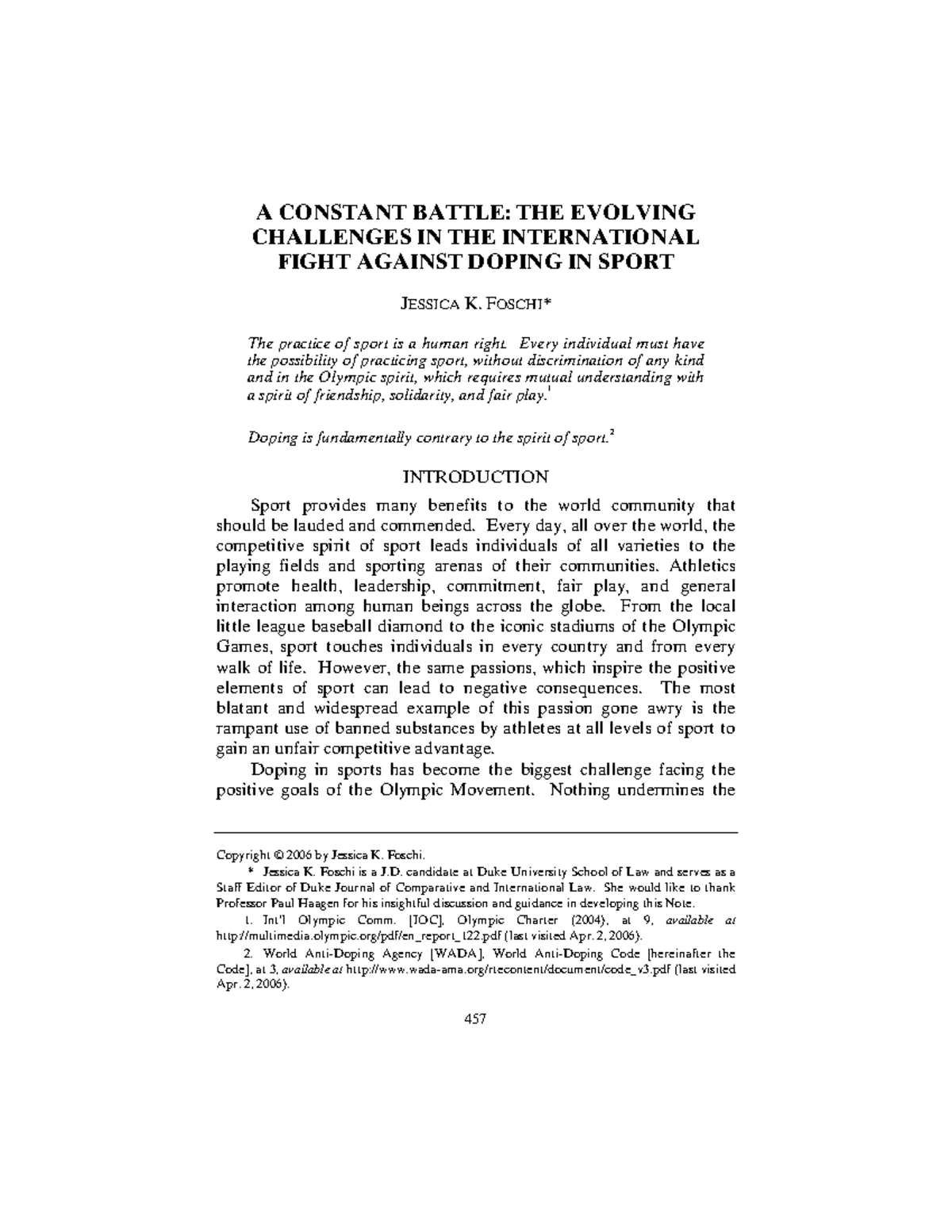 A Constant Battle The Evolving Challenges in the International F - 457 ...