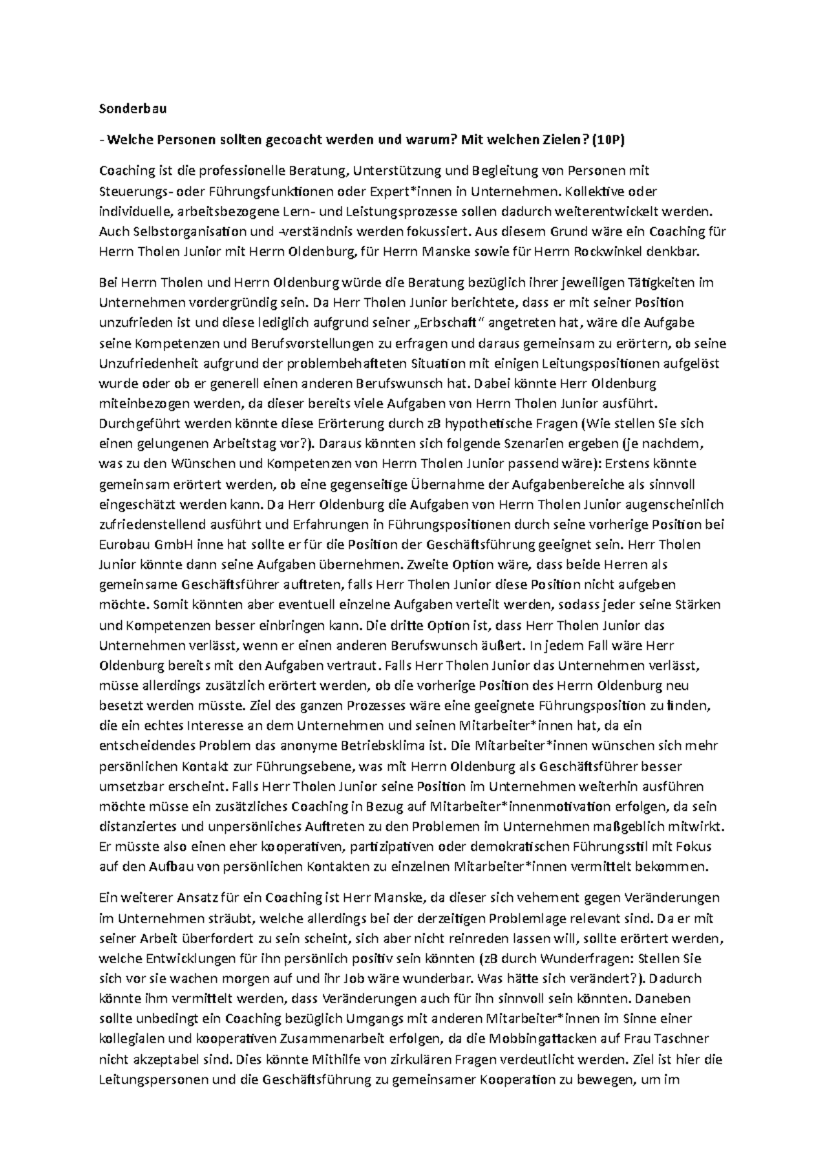 Wipsy Ideen - Zusammenfassung Übungsaufgaben Klausur - Sonderbau Welche ...