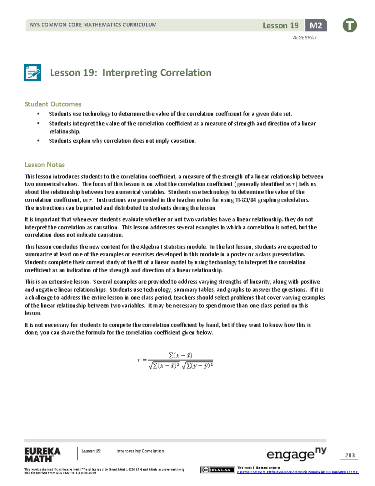 Algebra i m2 topic d lesson 19 teacher - Lesson 19 M ALGEBRA I Lesson ...