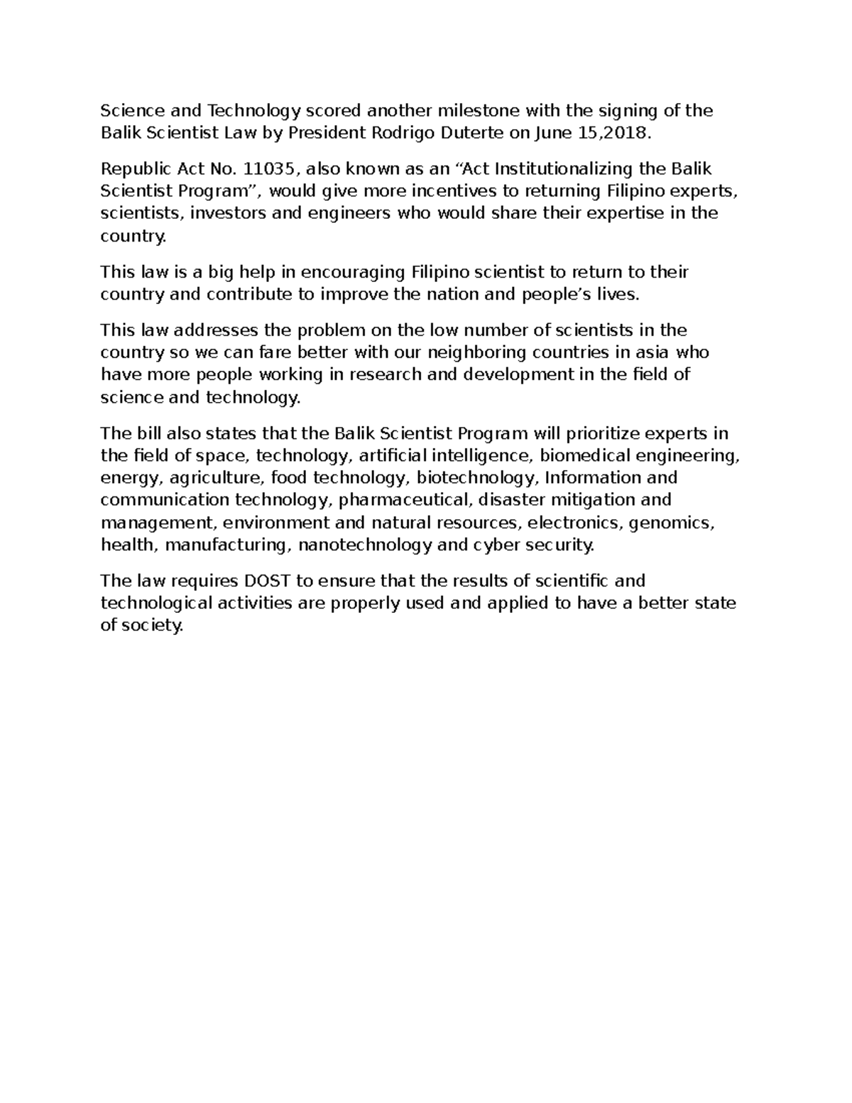 Balik Scientist Program - Science and Technology scored another ...