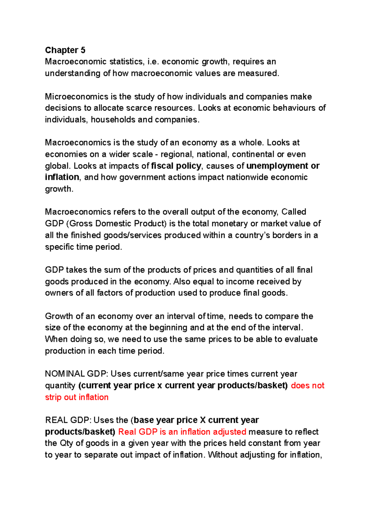 ECON1100 - Chapter 5-7 Chapter Pearson Notes - Chapter 5 Macroeconomic ...