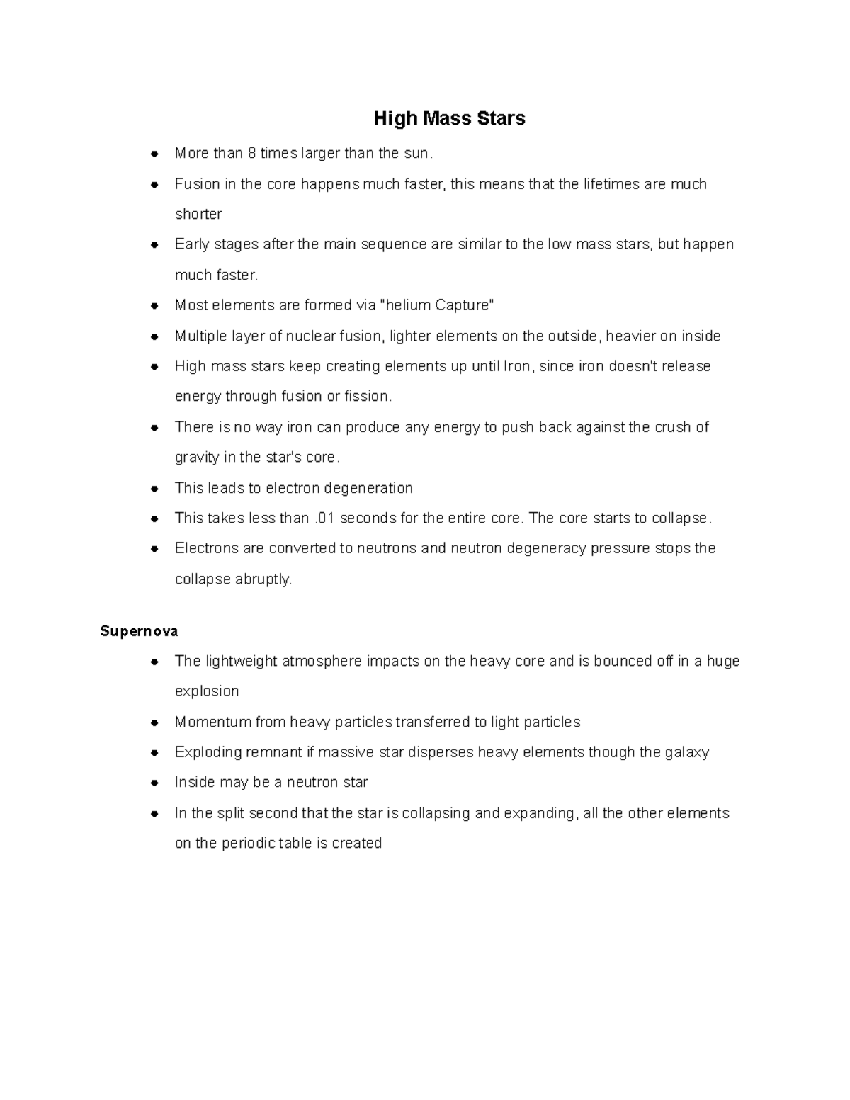 High Mass Stars - High Mass Stars More than 8 times larger than the sun ...