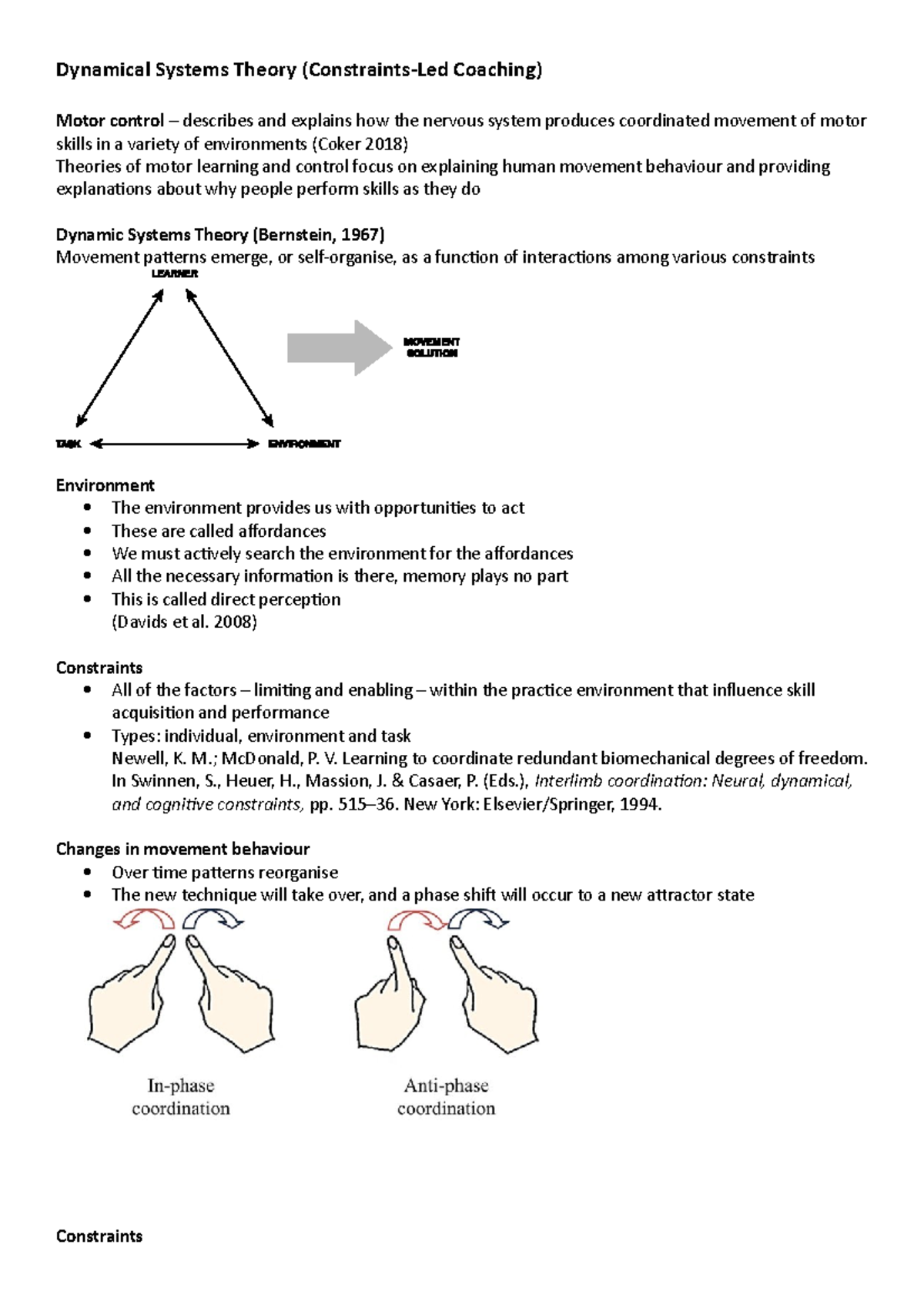 09.02 Dynamical Systems Theory - Dynamical Systems Theory (Constraints ...