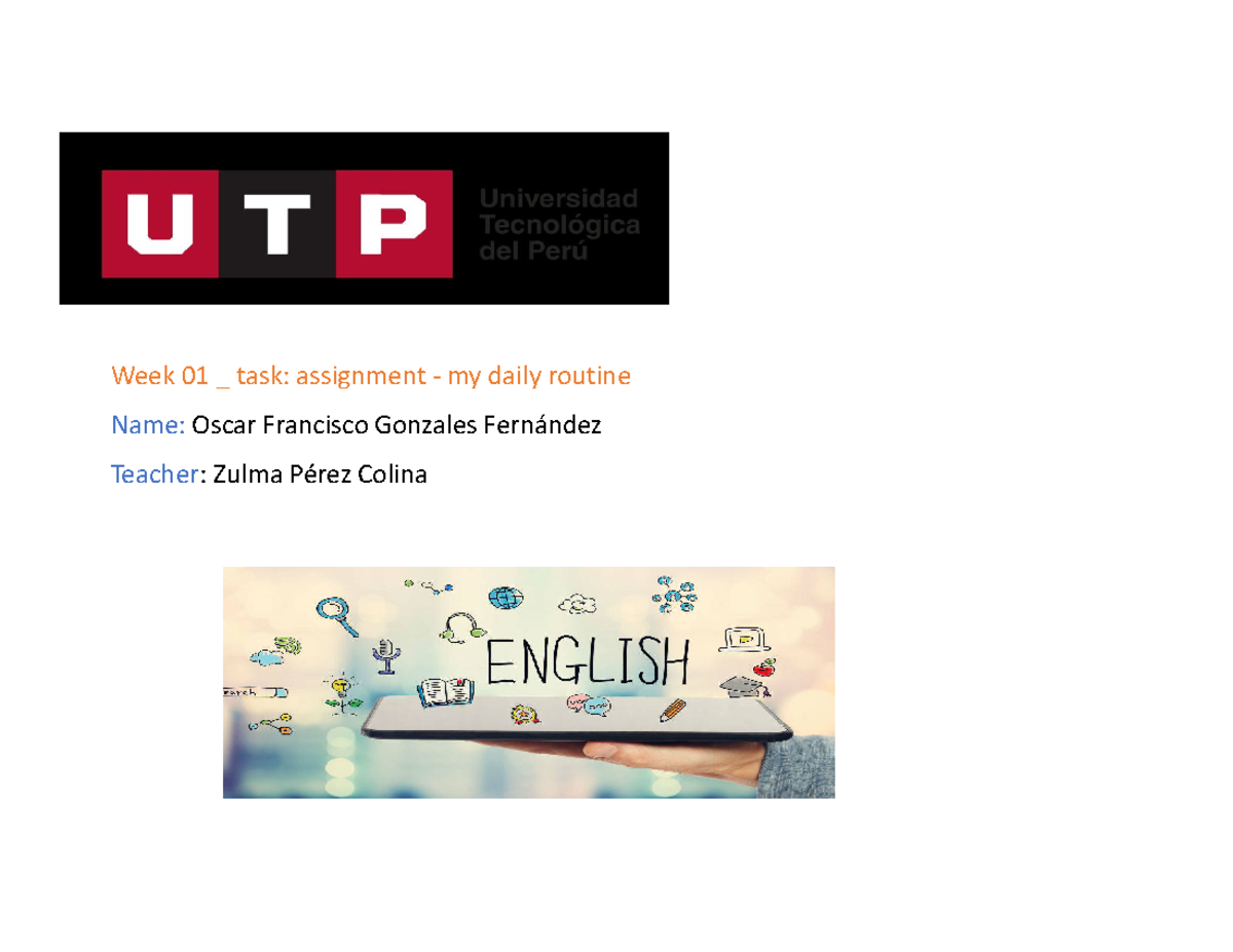 Inglés actividad 1 - Tarea - Week 01 _ task: assignment - my daily ...