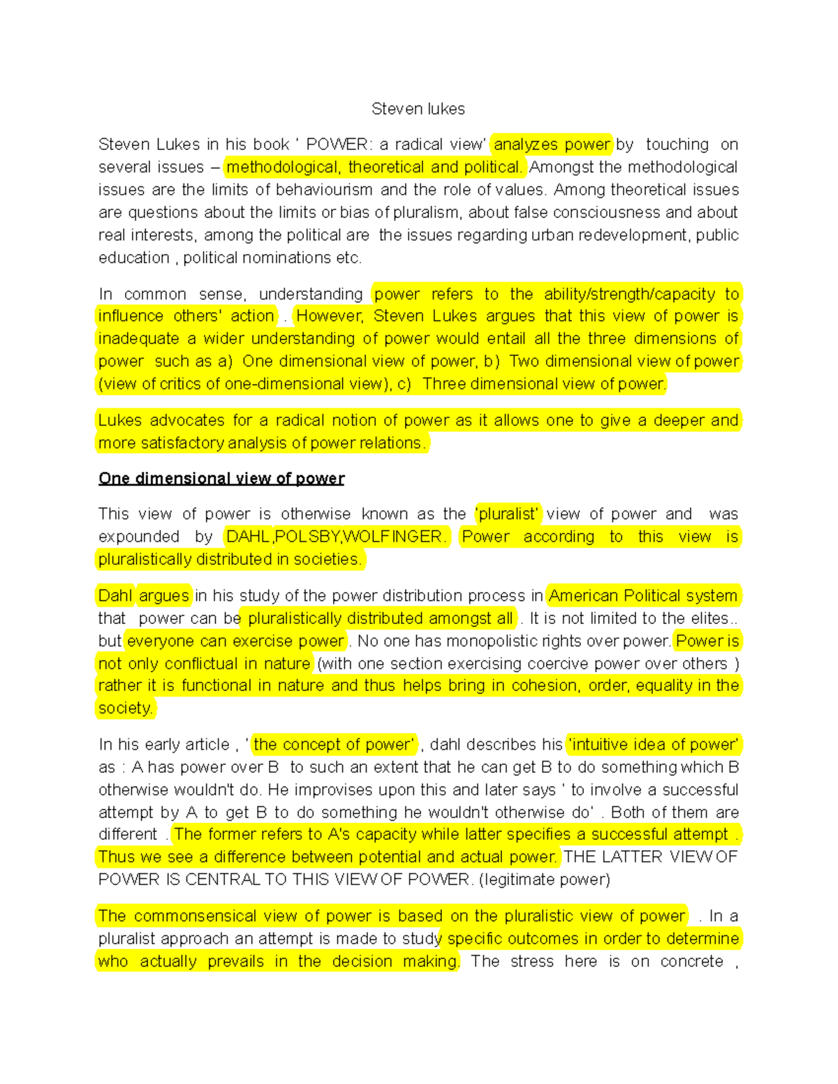 Steven lukes Handout - Steven lukes Steven Lukes in his book ‘ POWER: a ...