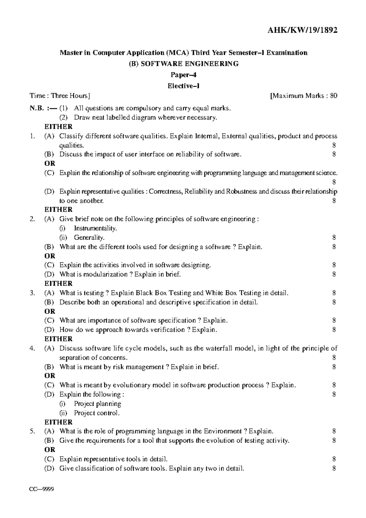 Software engneering - AHK/KW/19/ Master in Computer Application (MCA ... Software engneering - AHK/KW/19/ Master in Computer Application (MCA ...