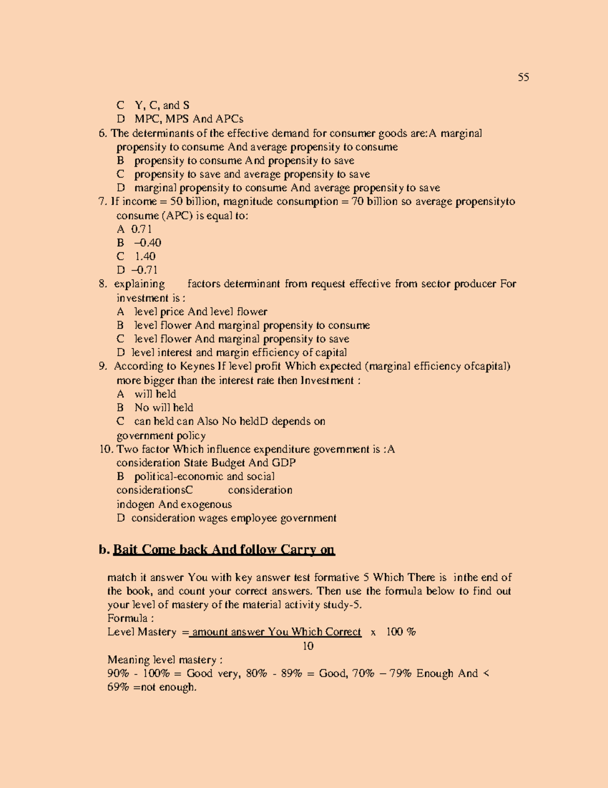 Macroeconomics class notes-32 - 55 C Y, C, and S D MPC, MPS And APCs 6 ...